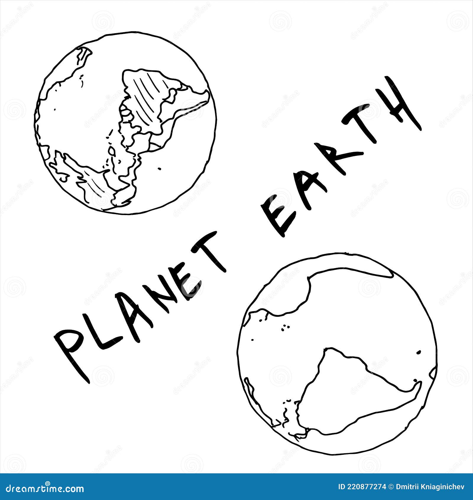A Simple Graphic Image of the Planet Earth. Hand-drawn in a Simple ...