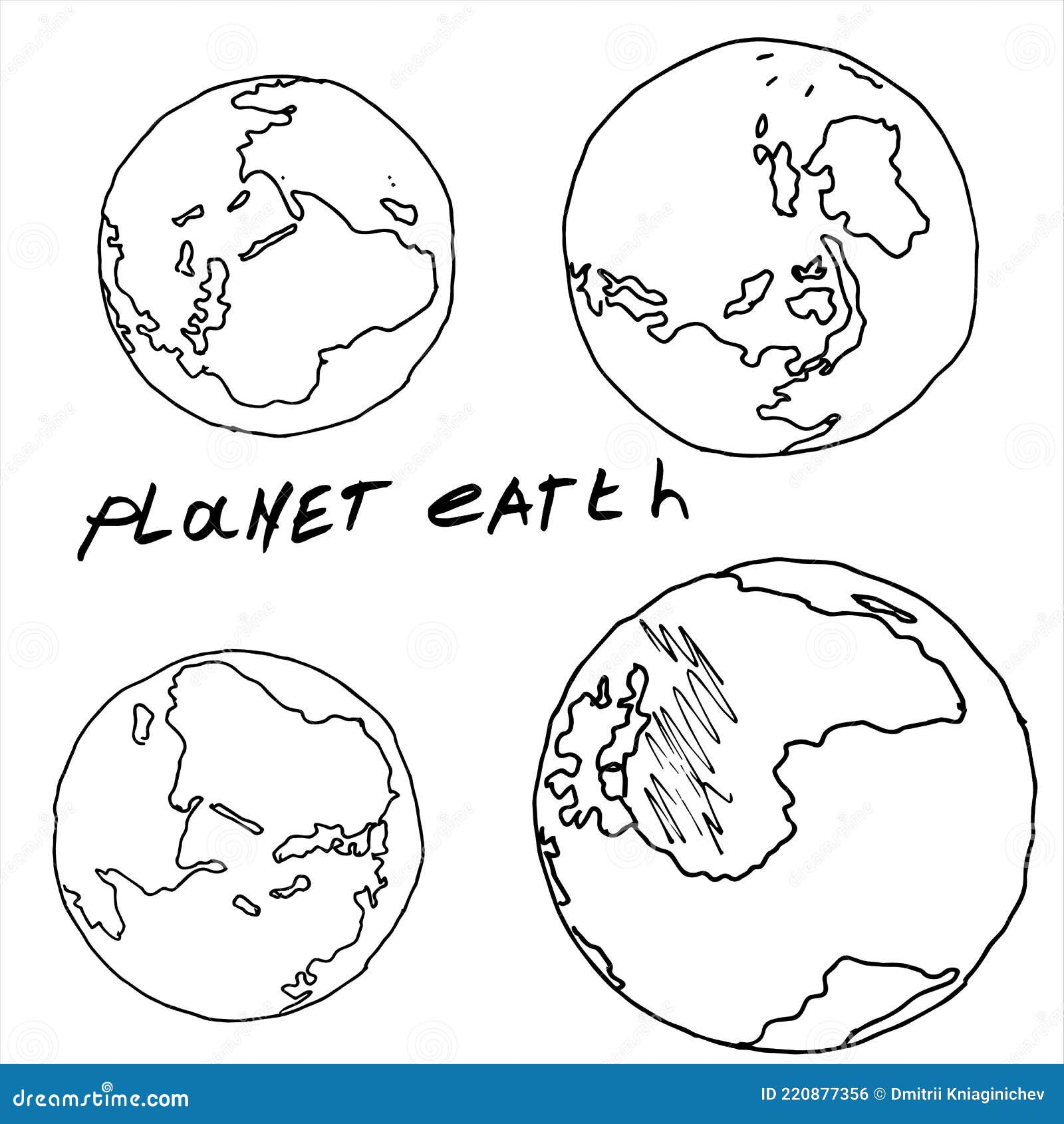 A Simple Graphic Image of the Planet Earth. Hand-drawn in a Simple ...