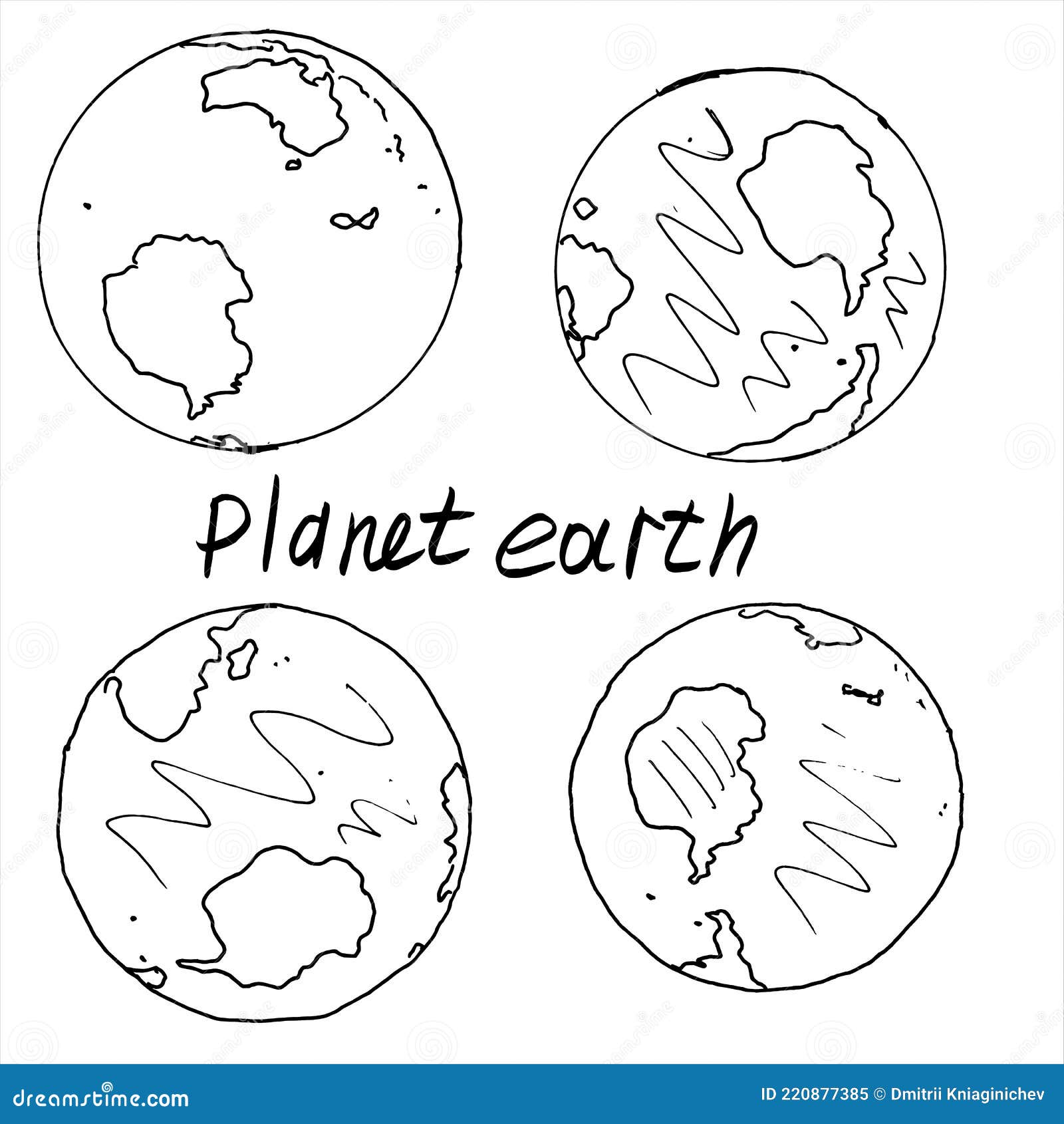 A Simple Graphic Image of the Planet Earth. Hand-drawn in a Simple ...