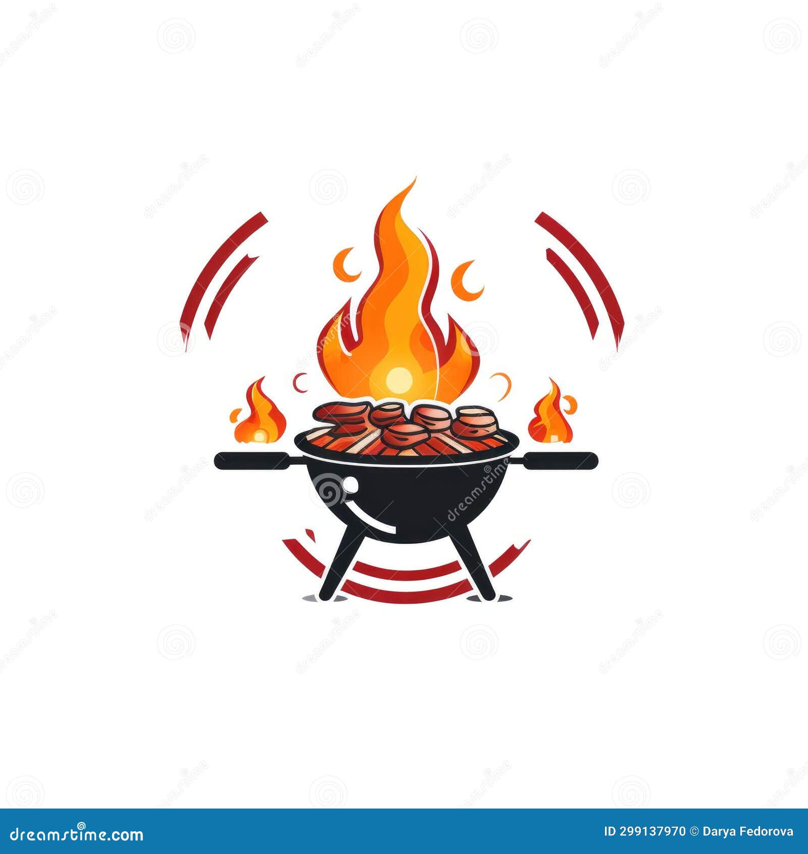 Simple Graphic Logo of Bbq with Fire on White Background. Stock ...