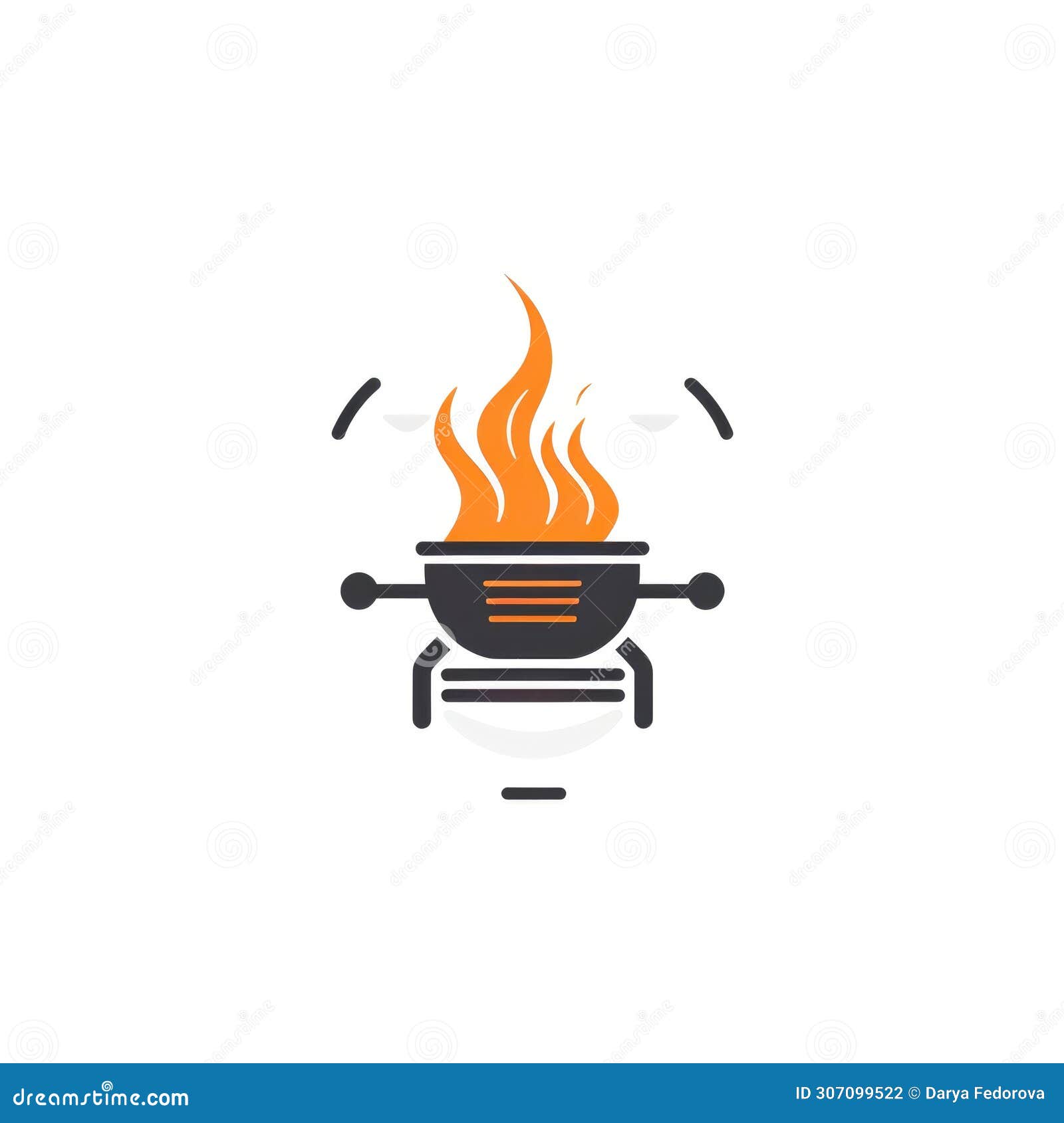 Simple Graphic Logo of Bbq with Fire on White Background. Stock ...