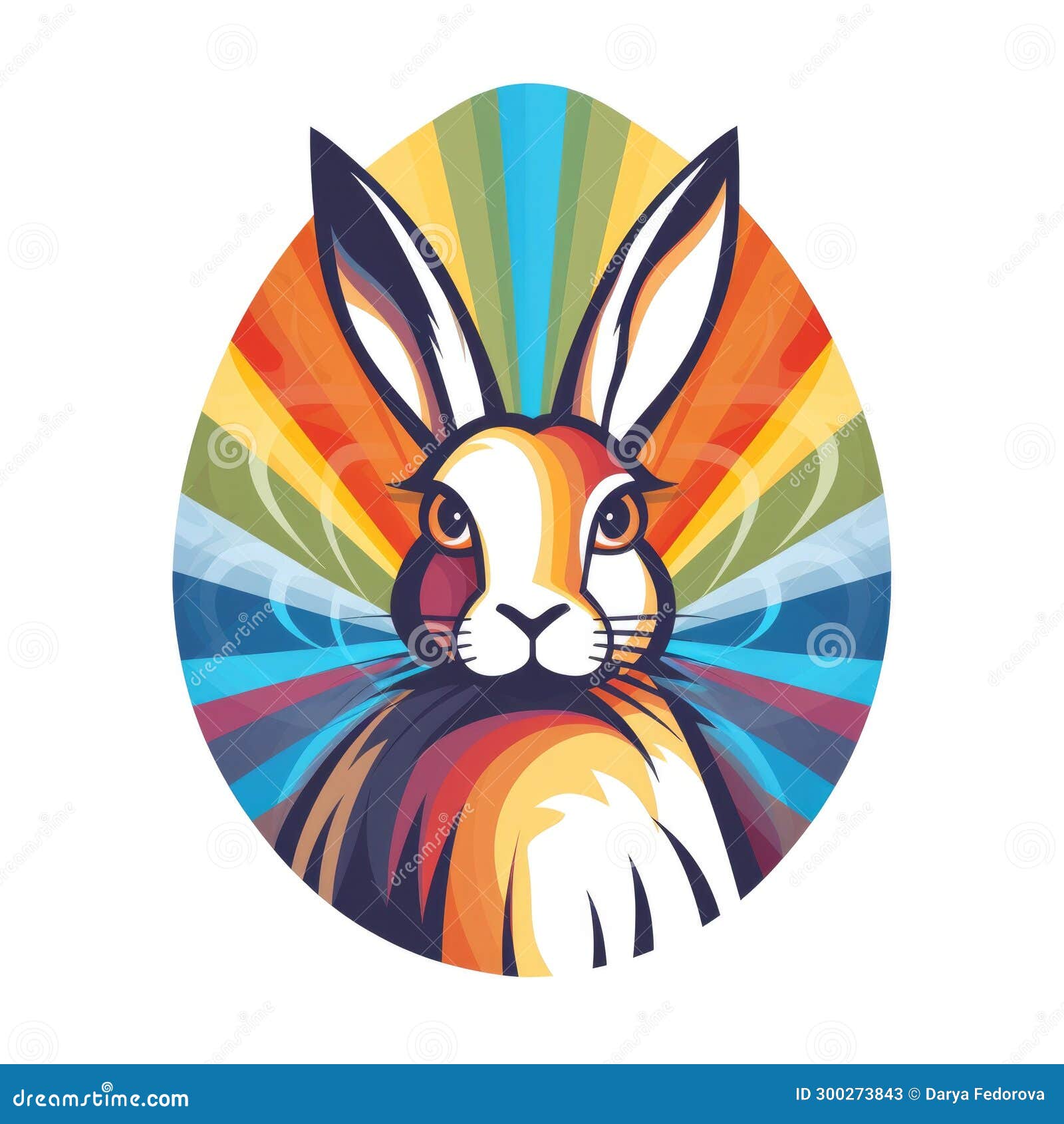 Simple Graphic Logo of Color Styled Hare on White Background. Stock ...