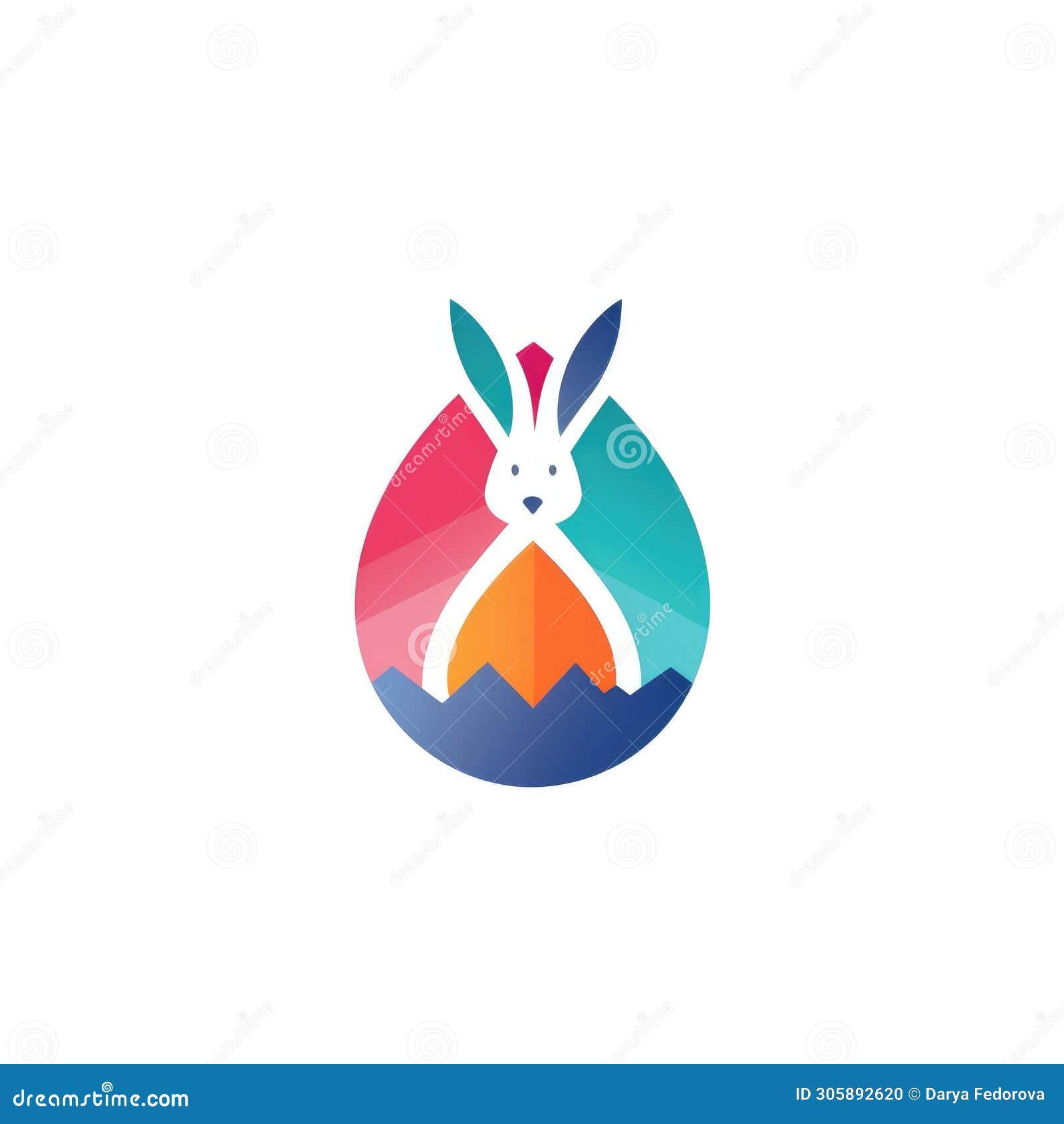 Simple Graphic Logo of Color Styled Hare on White Background. Stock ...