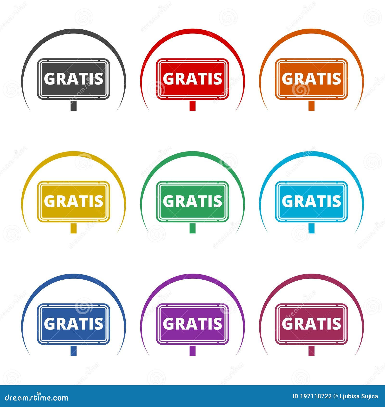 Simple Gratis Sign, Color Set Stock Vector - Illustration of symbol ...