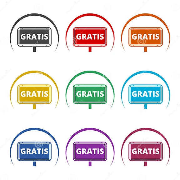 Simple Gratis Sign, Color Set Stock Vector - Illustration of symbol ...