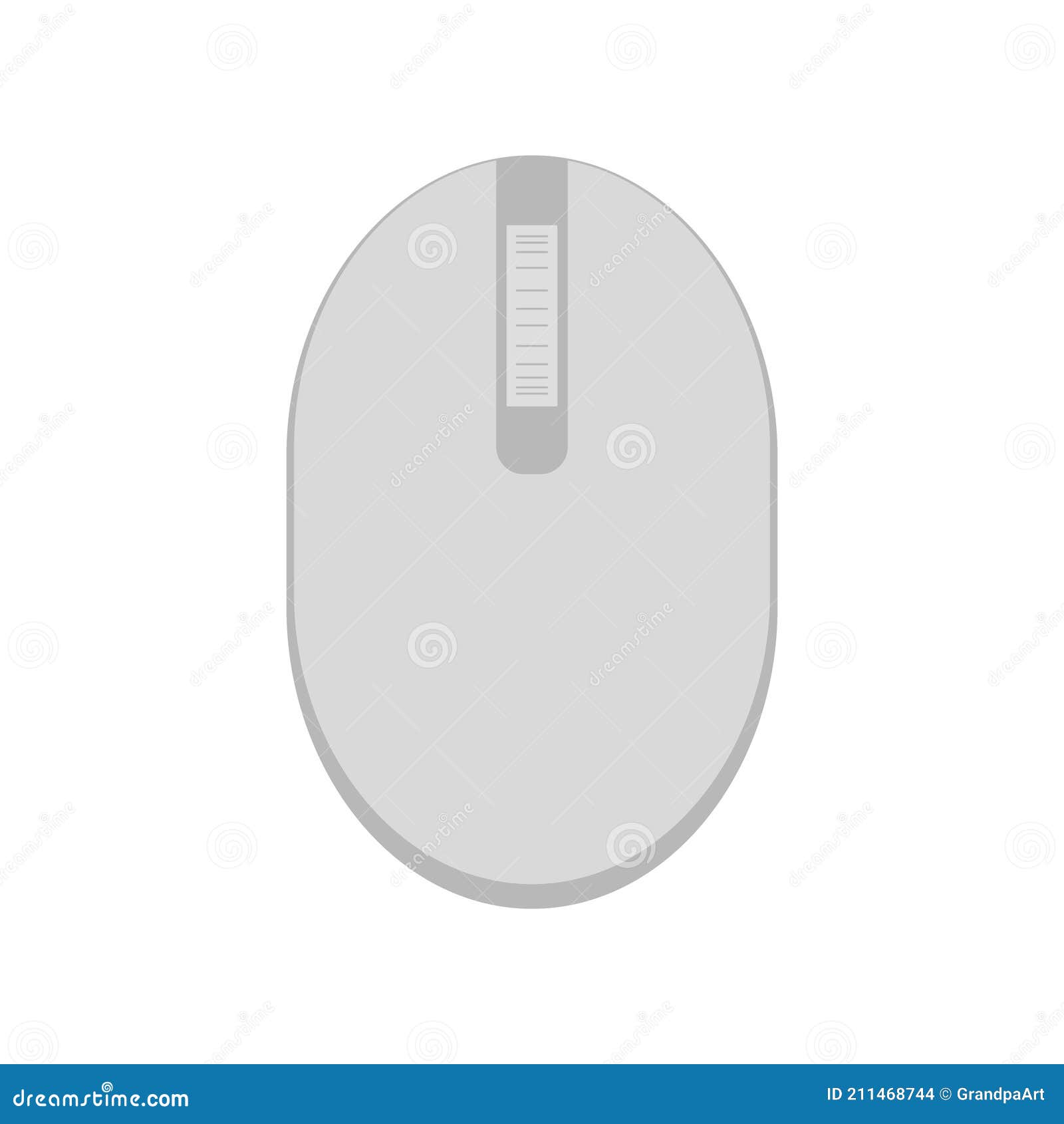 A Simple Gray Computer Mouse in the Shape of an Oval, with Two Keys and ...