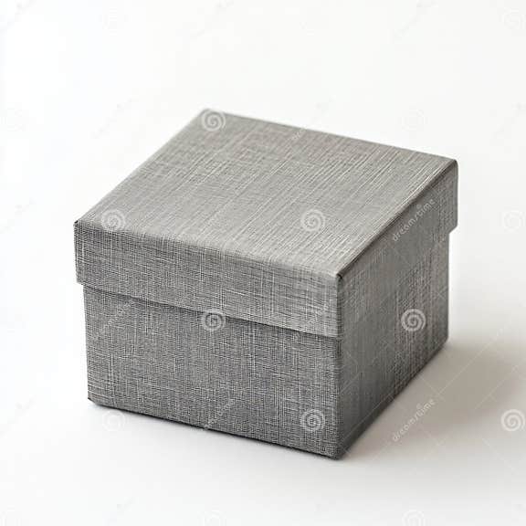 Simple Gray Gift Box with Textured Surface on White Background Stock ...
