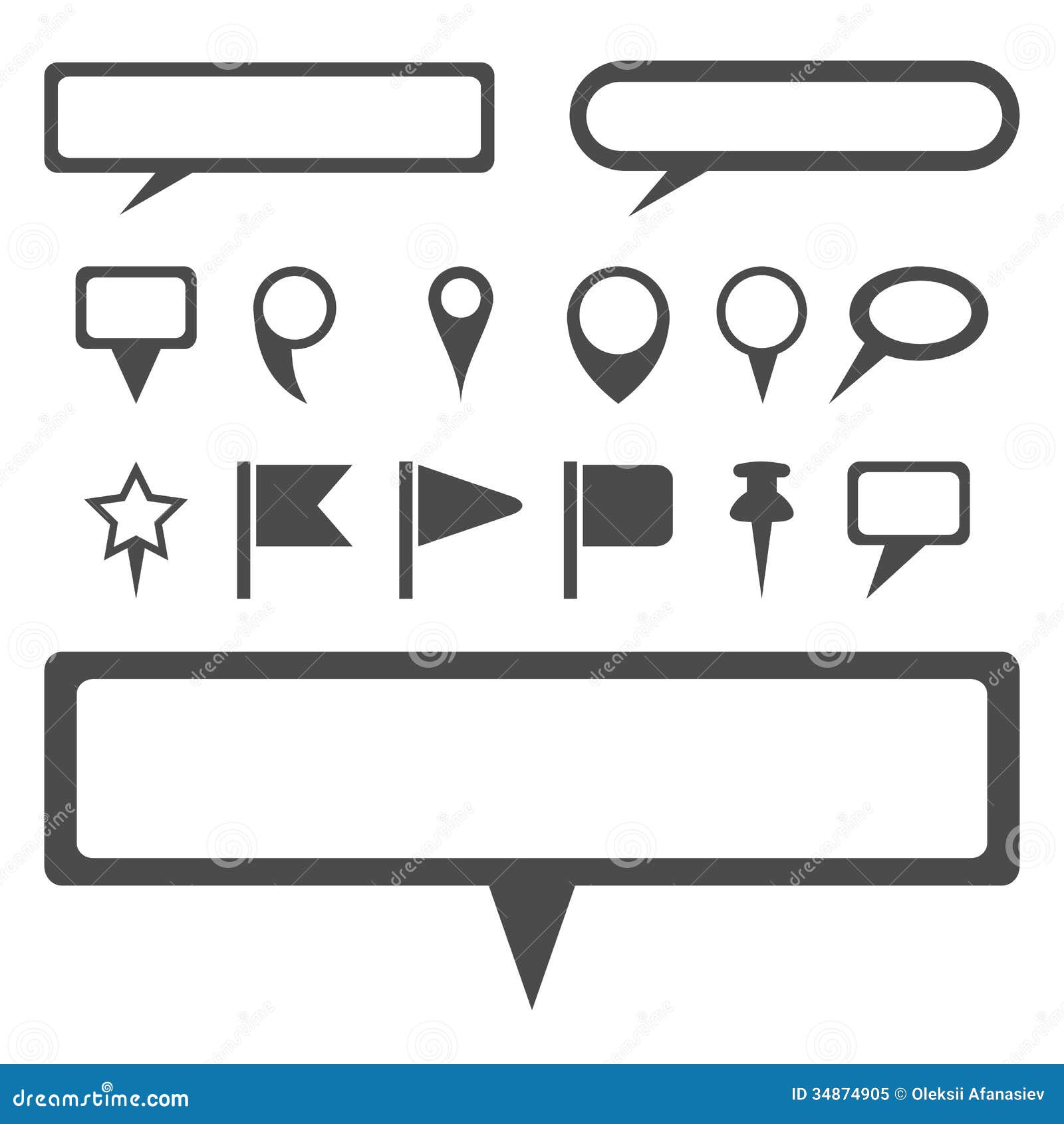 Simple Gray Map Markers Set. Stock Vector - Illustration of label ...