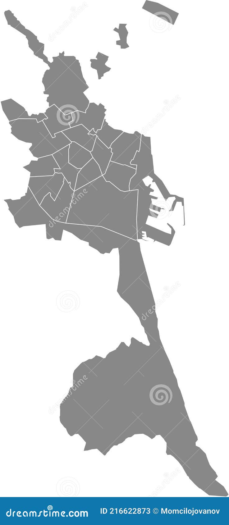Gray Map of Districts of Valencia, Spain Stock Vector - Illustration of ...