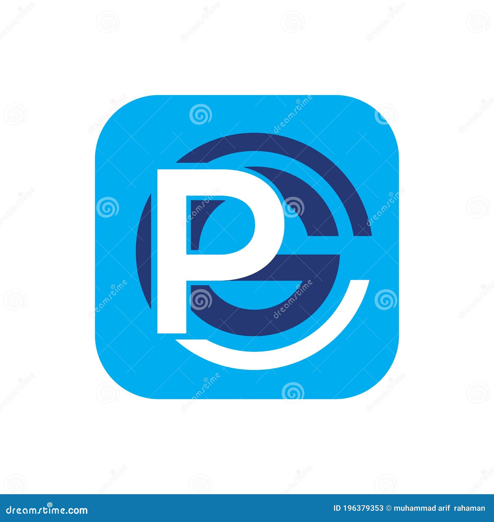 Simple Great Blue Initial PG Letter Logo Design Vector Graphic Concept ...