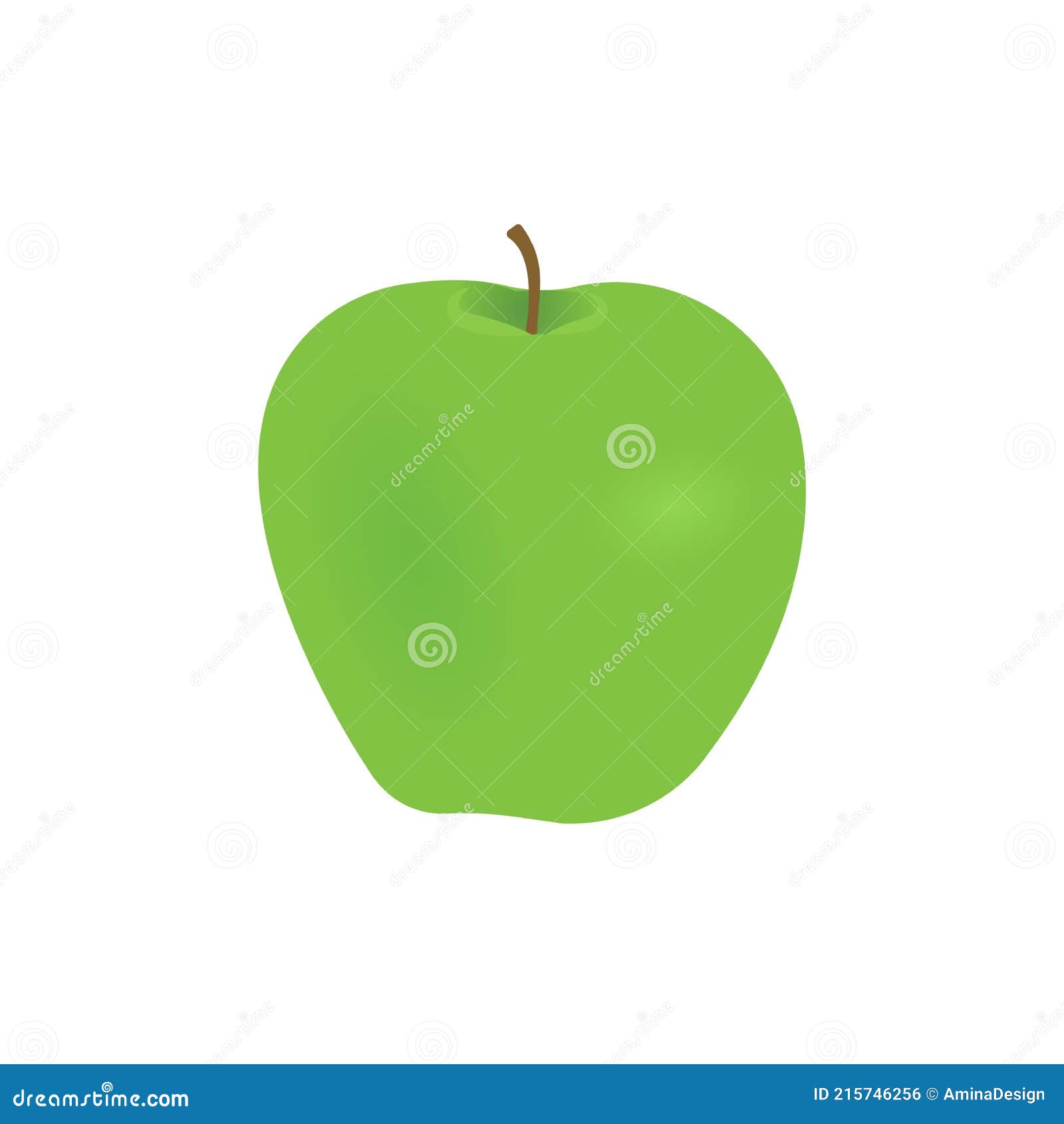 Simple Green Apple in Flat Style Stock Illustration - Illustration of ...