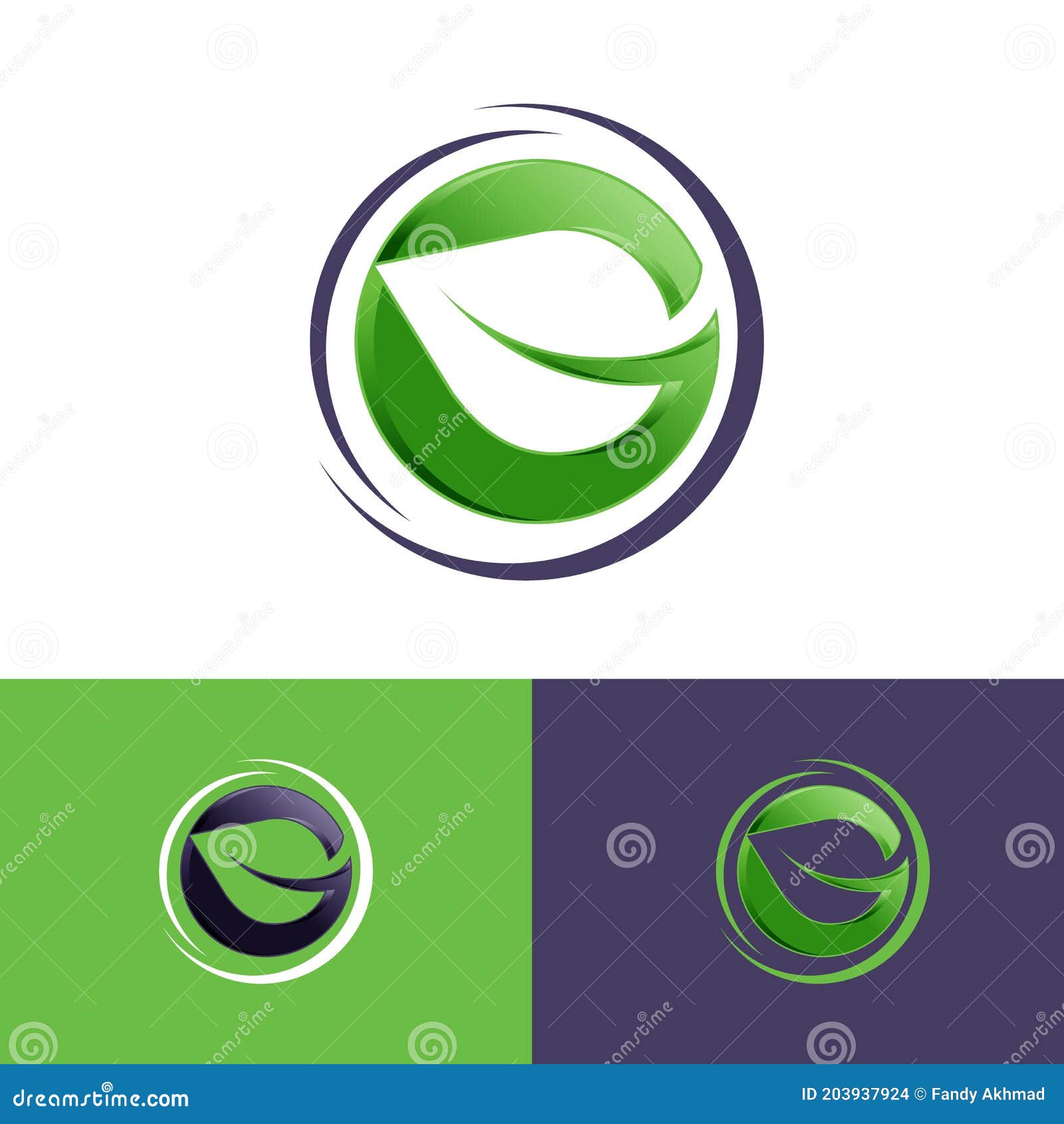 Simple Green on the Circle Leaf Logo Design Vector Elements Stock ...