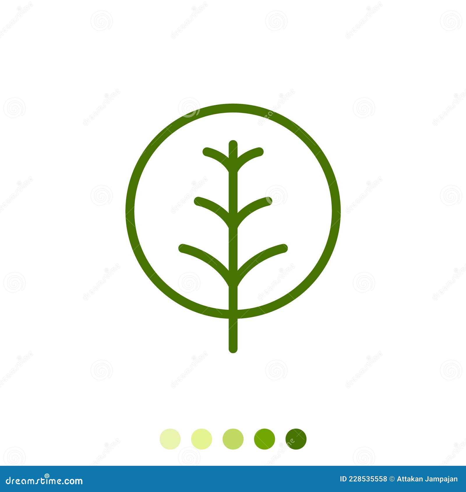 Simple Green Leaf Linear Icon Stock Vector - Illustration of green ...