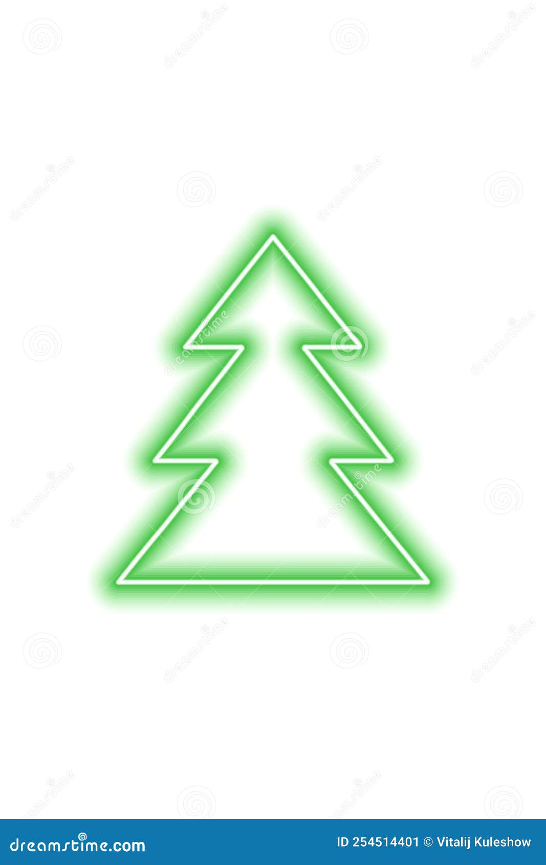 Simple Green Neon Shape of a Christmas Tree Isolated on White Stock ...