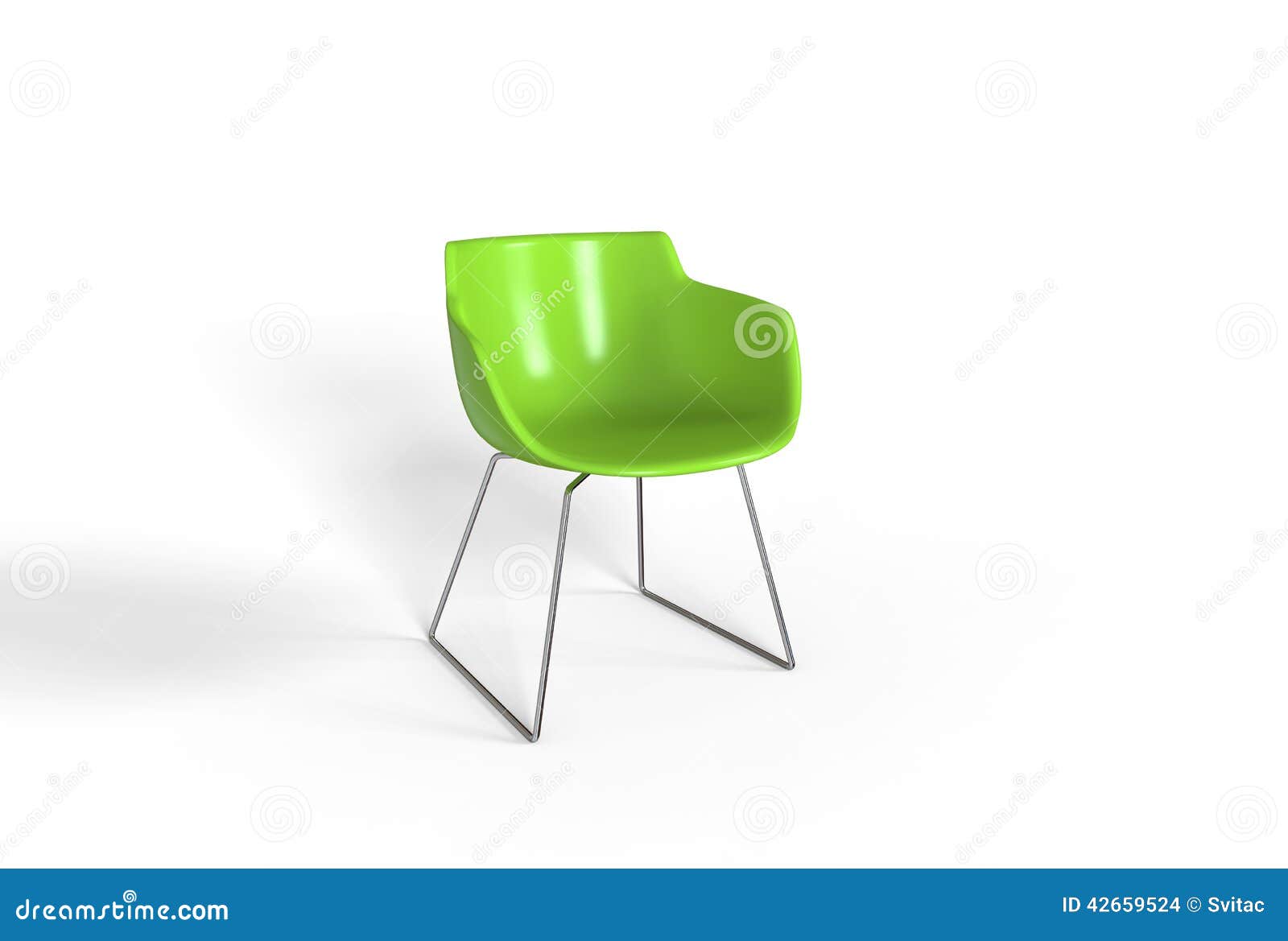 Simple Green Plastic Chair Front View - Side View Stock Photo - Image ...
