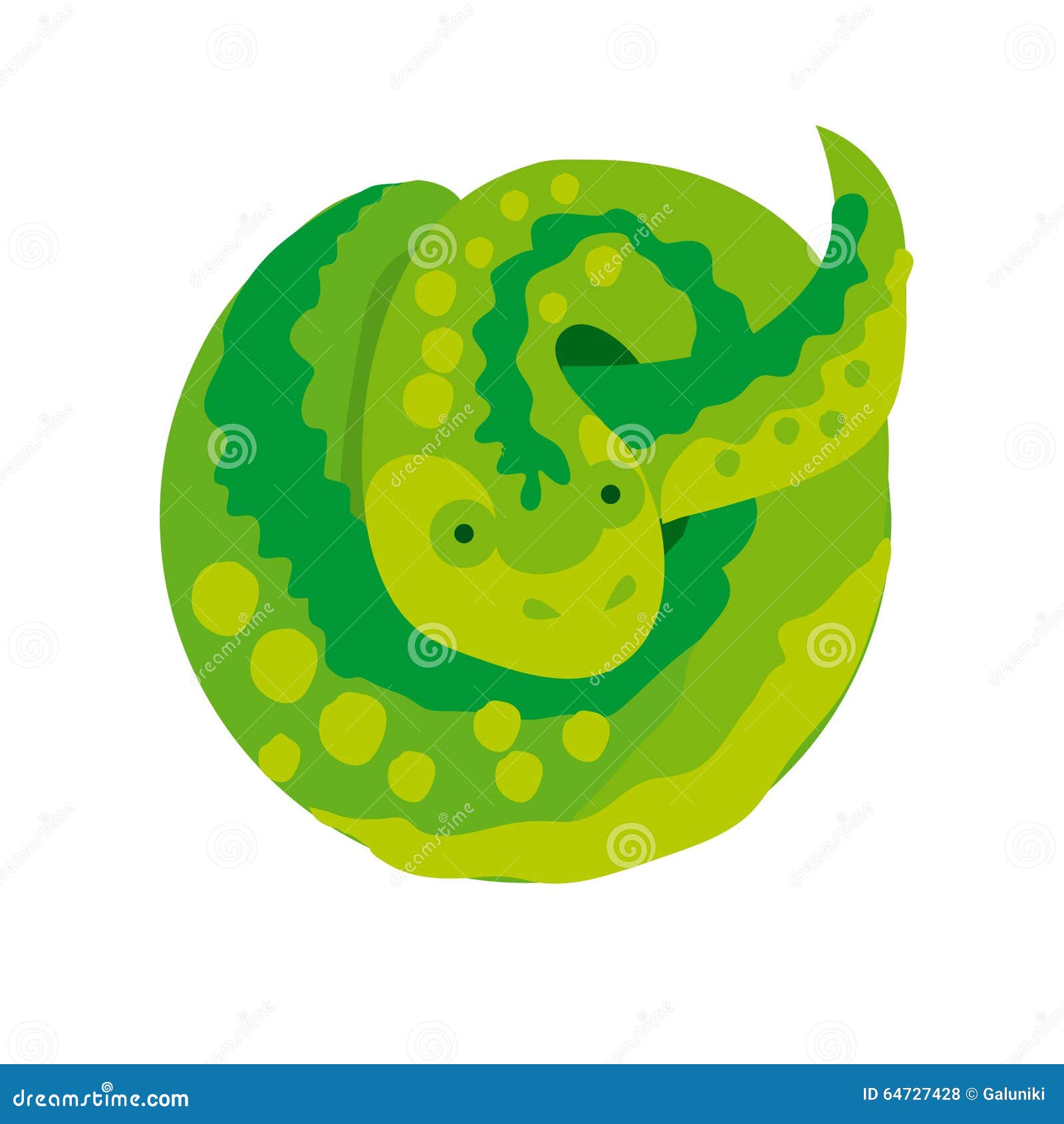 Simple green snake stock vector. Illustration of single - 64727428