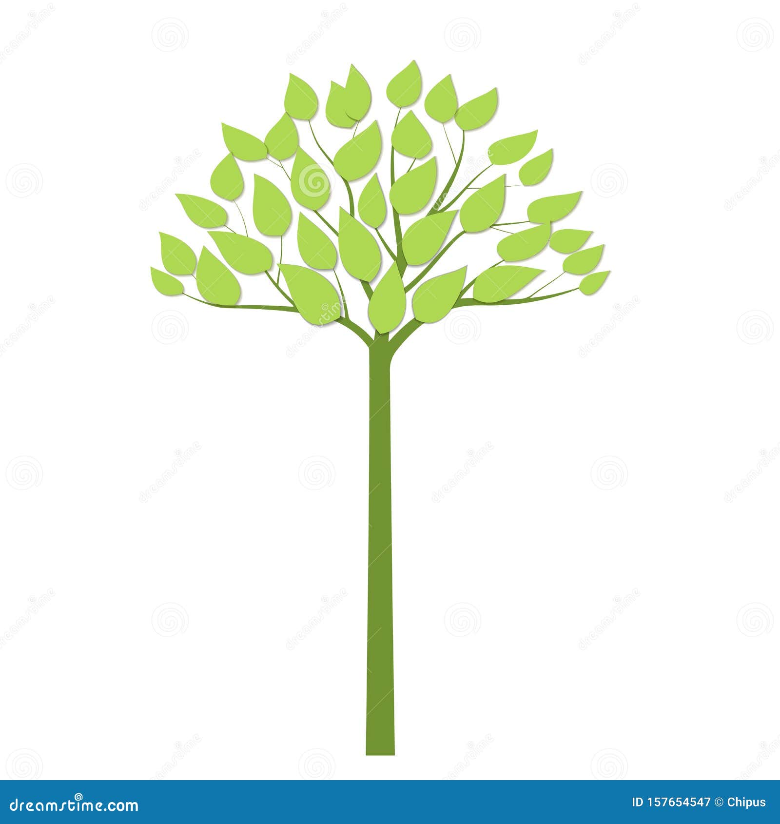Simple Green Tree with Green Trunk. Eco Concept Stock Vector ...
