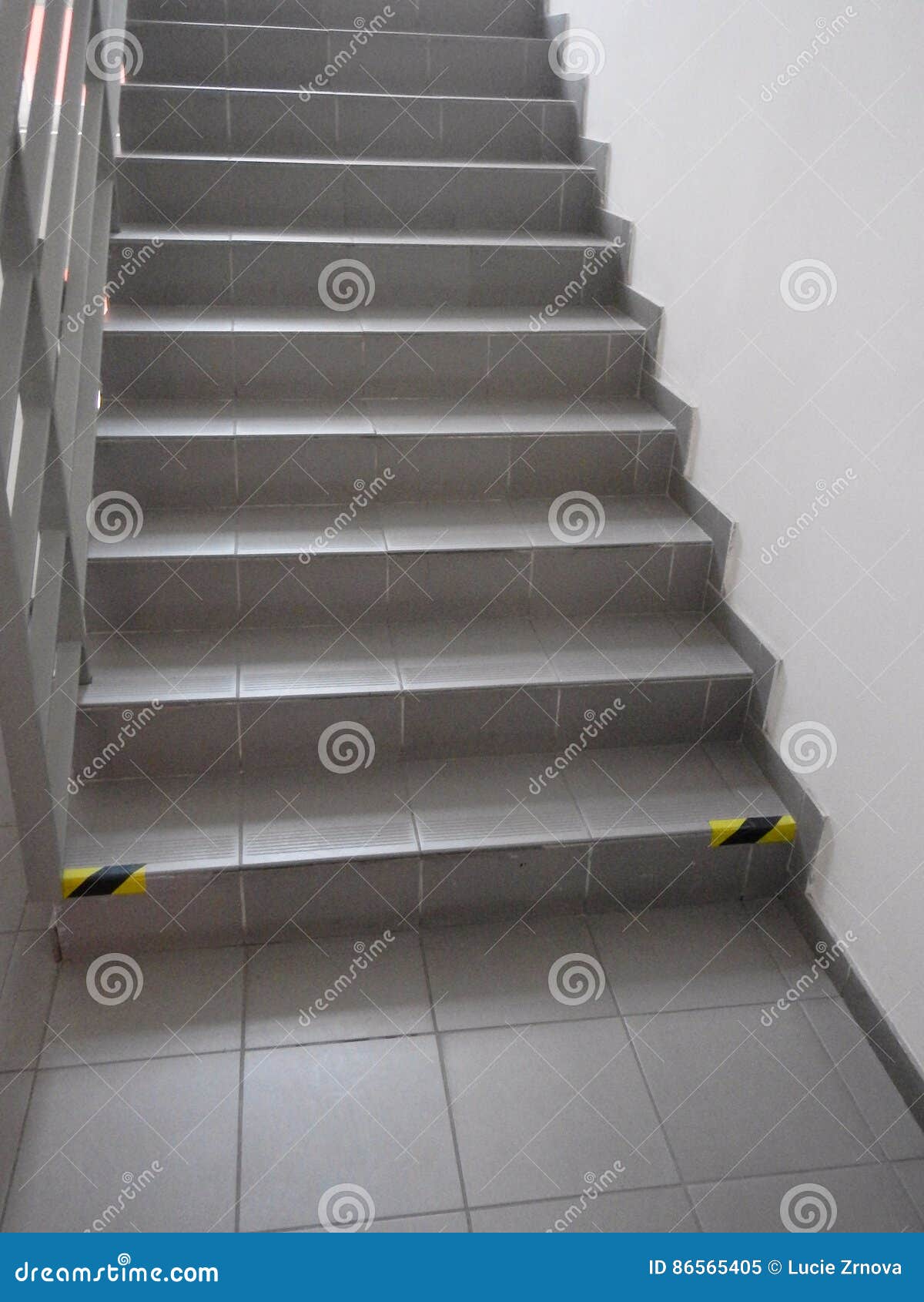Simple Grey Tiled Indoor Staircase Stock Image - Image of passage, home ...