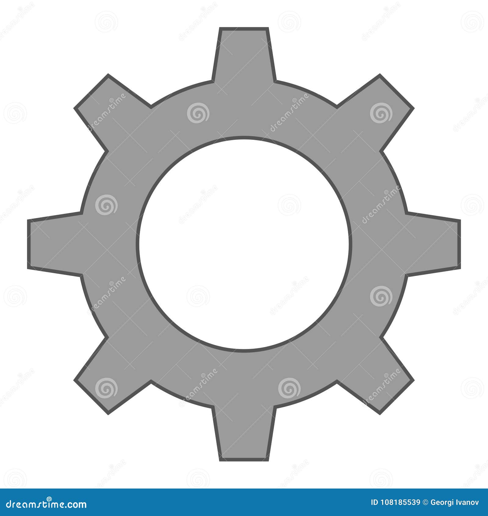 Simple flat cog icon stock vector. Illustration of gray - 108185539