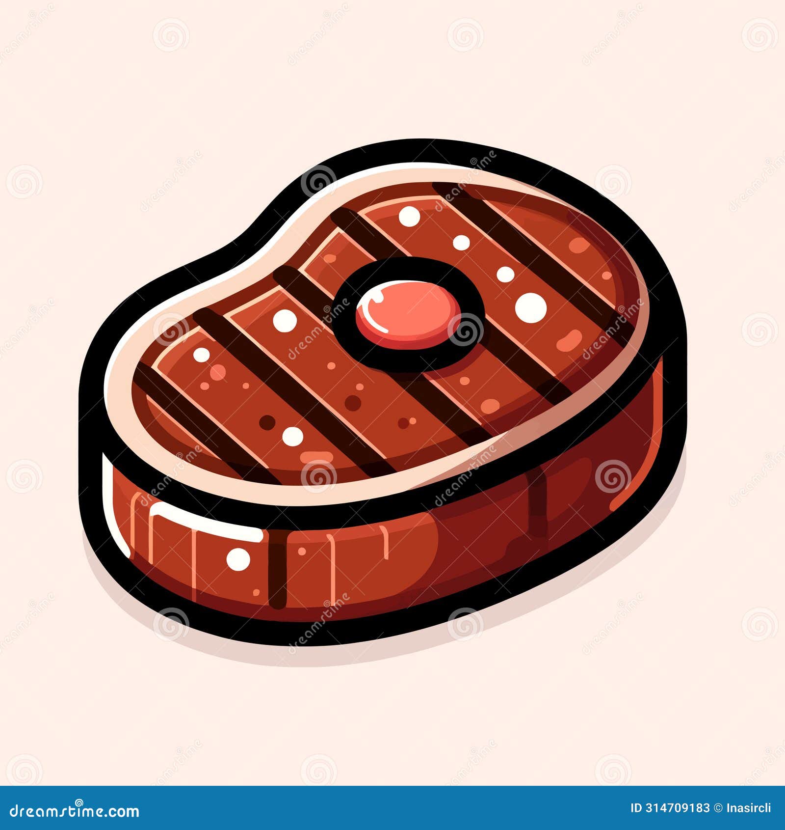 Simple Grilled Steak Cartoon Style Flat Vector Illustration Stock Vector Illustration Of