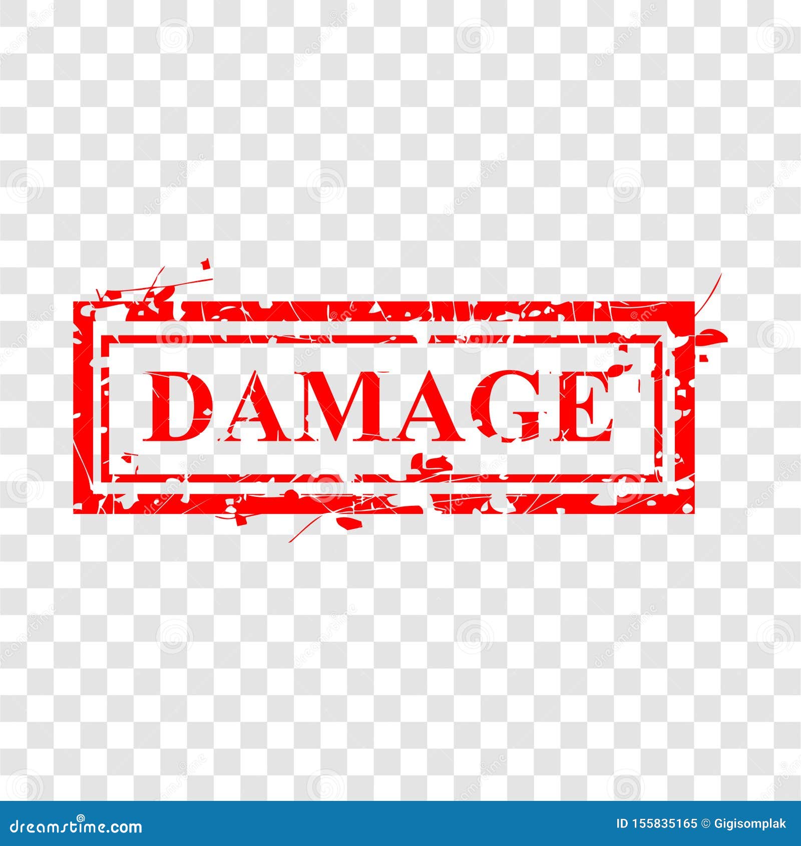 Simple Grungy Vector Red Rubber Stamp, Damage at Transparent Effect ...