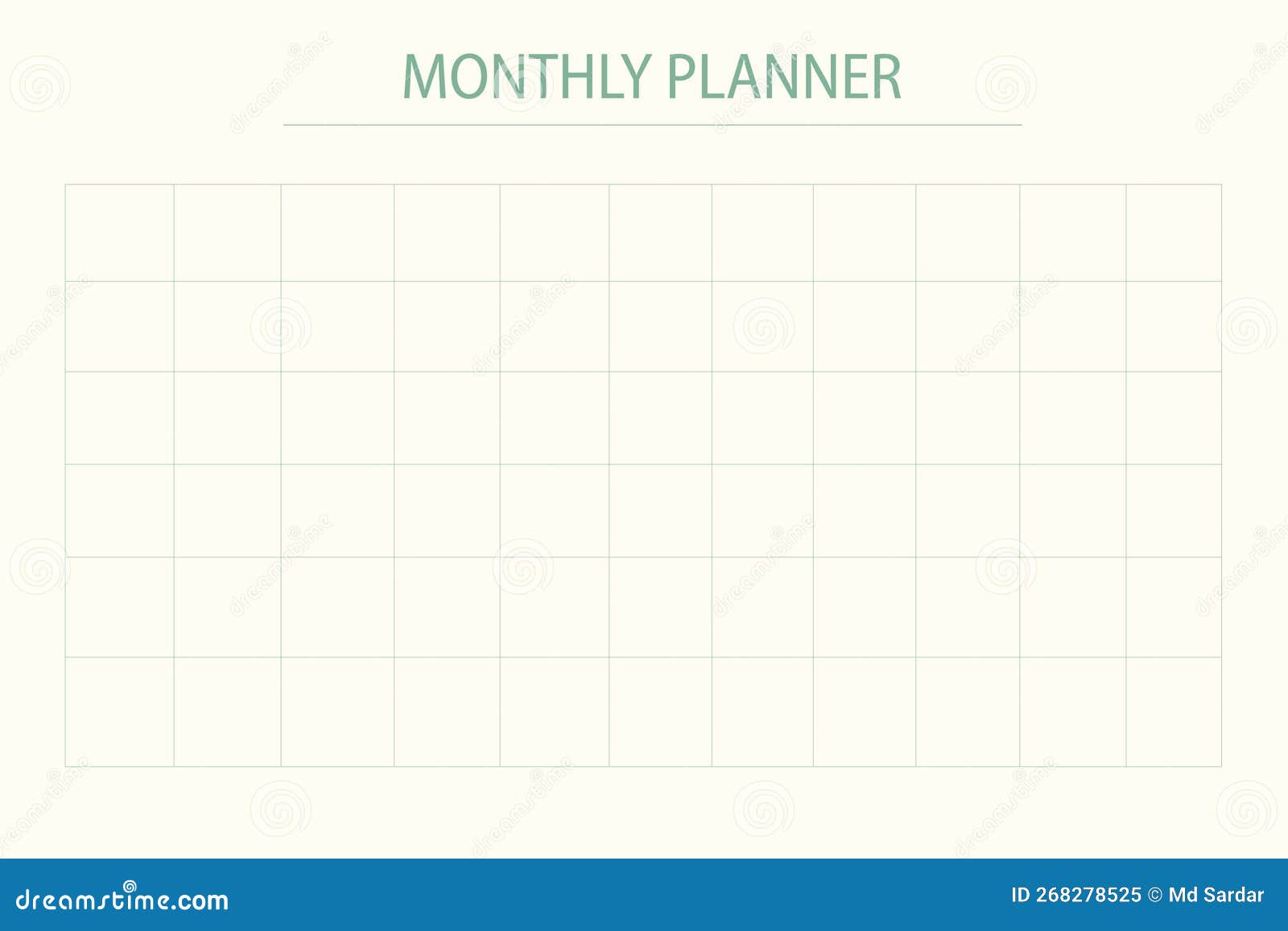 Monthly Planner Line List with Date Stock Vector - Illustration of ...