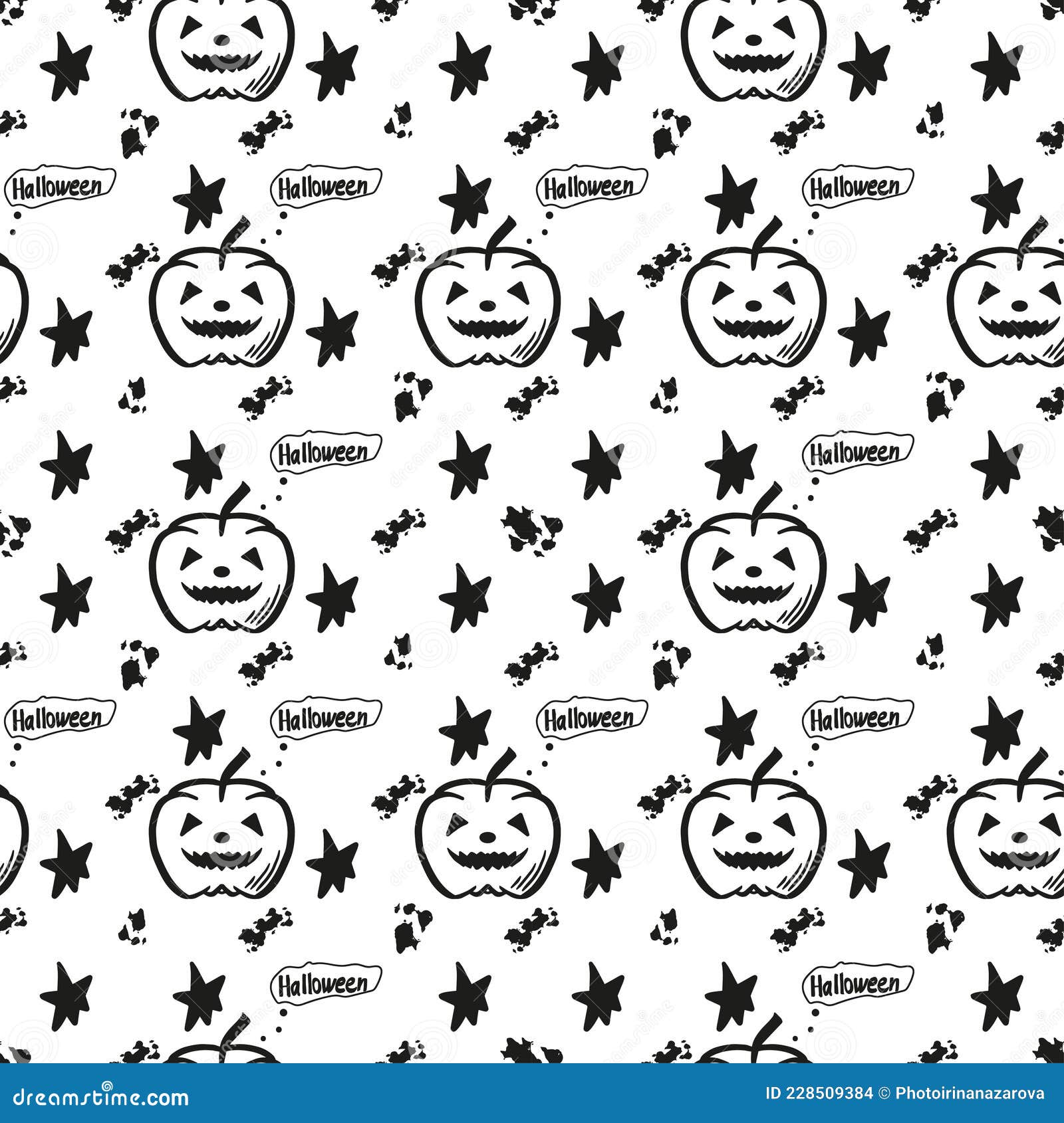 Simple Halloween Pattern in Black and White. Vector Illustration Stock ...