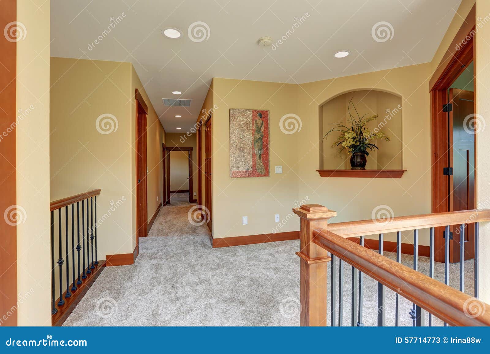 Simple Hallway with Carpet. Stock Image - Image of hallway, carpet ...