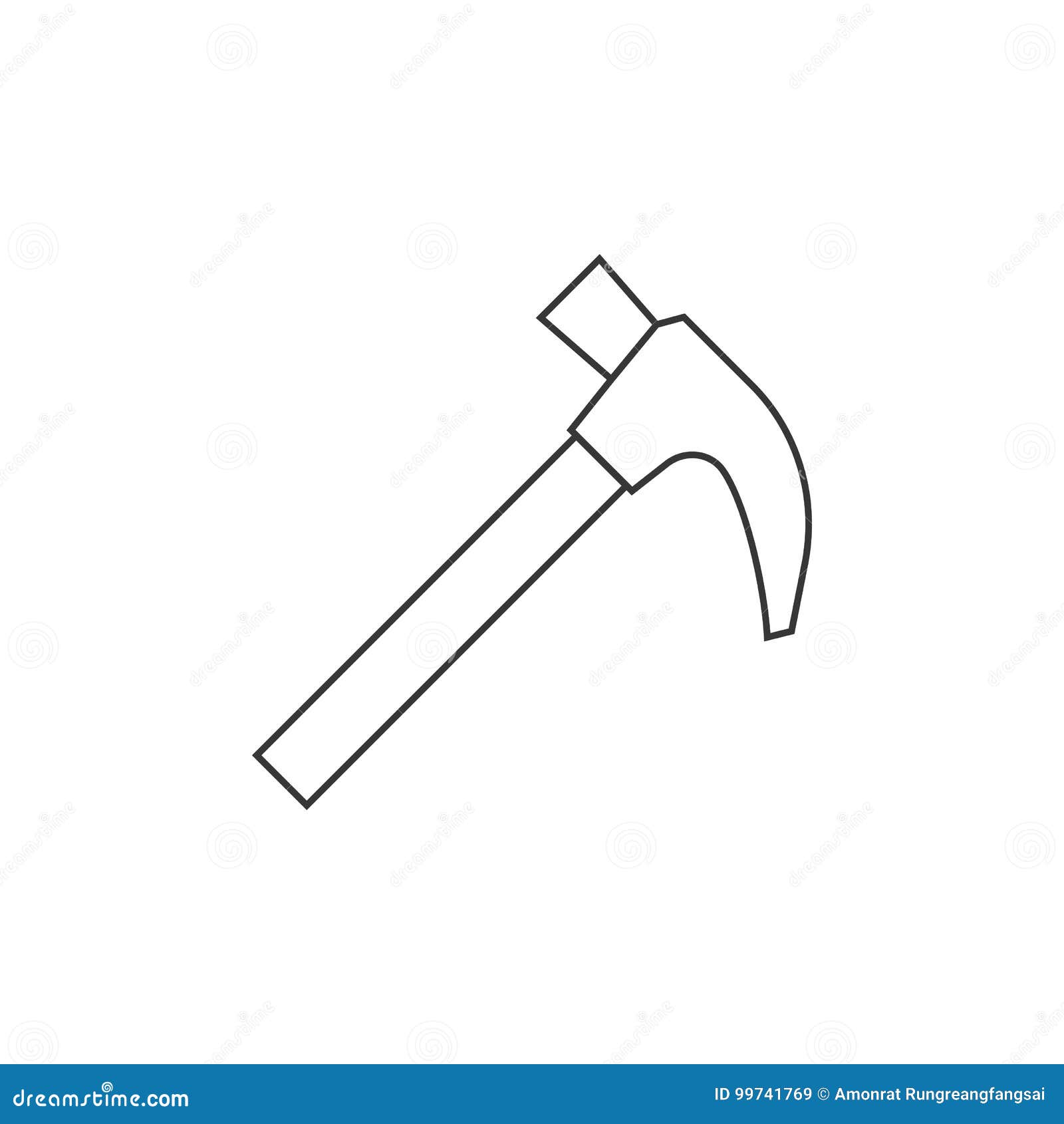 Hammer outline icon stock vector. Illustration of design - 99741769