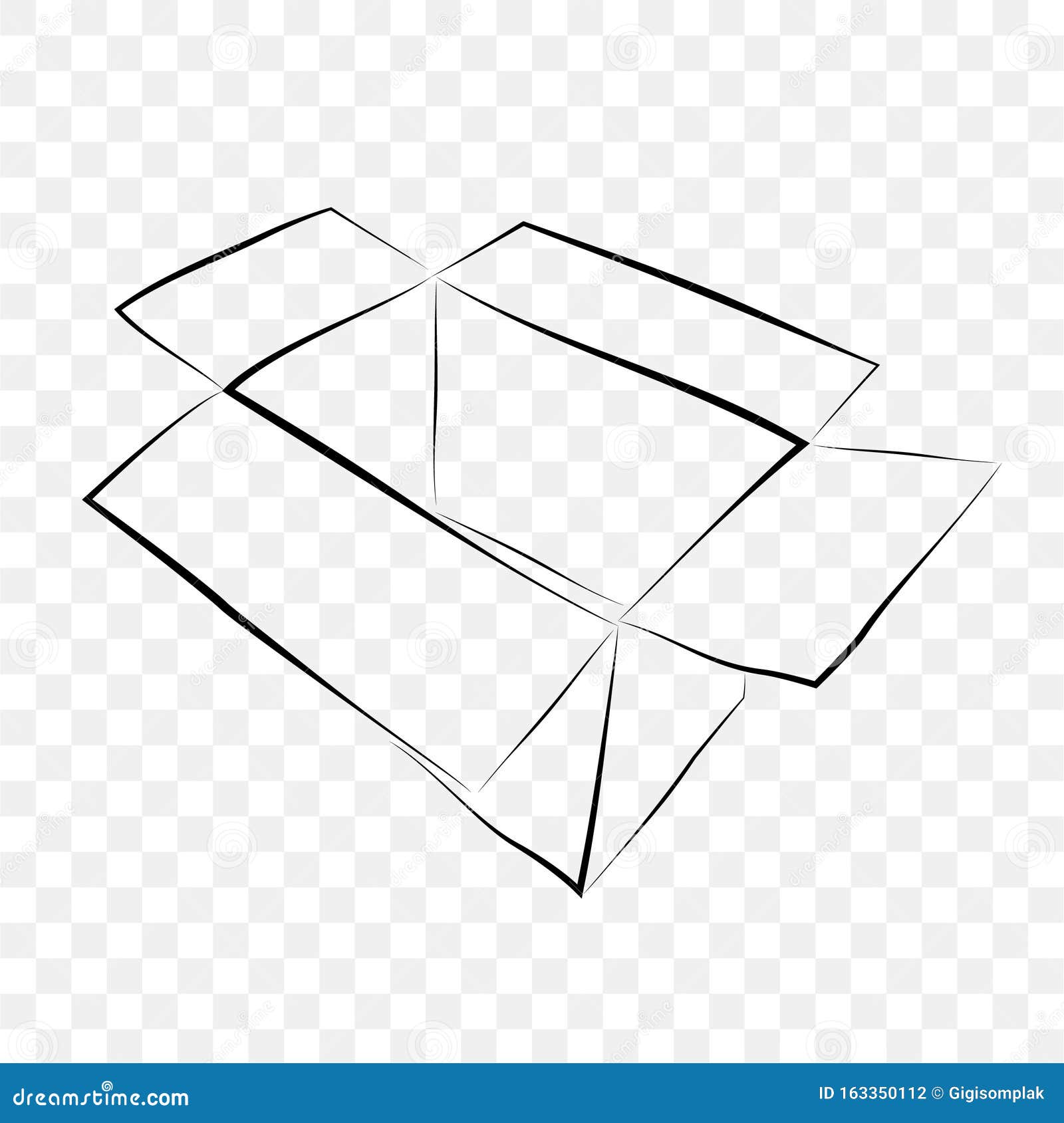 Simple Hand Draw Skecth Vector Mockup Black Outline Cardboard, At ...