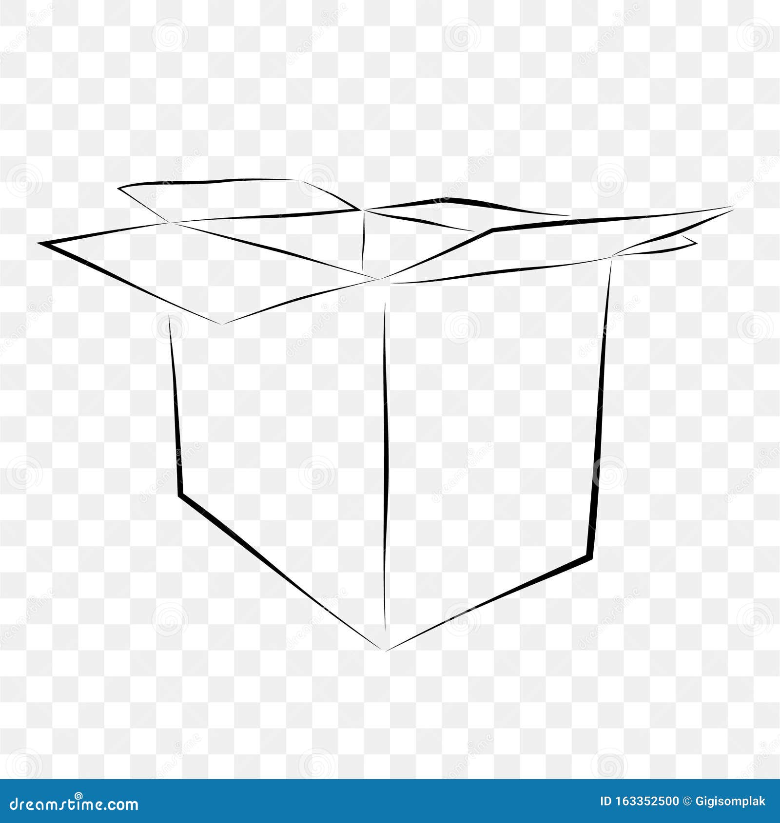 Simple Hand Draw Skecth Vector Mockup Black Outline Cardboard, At ...