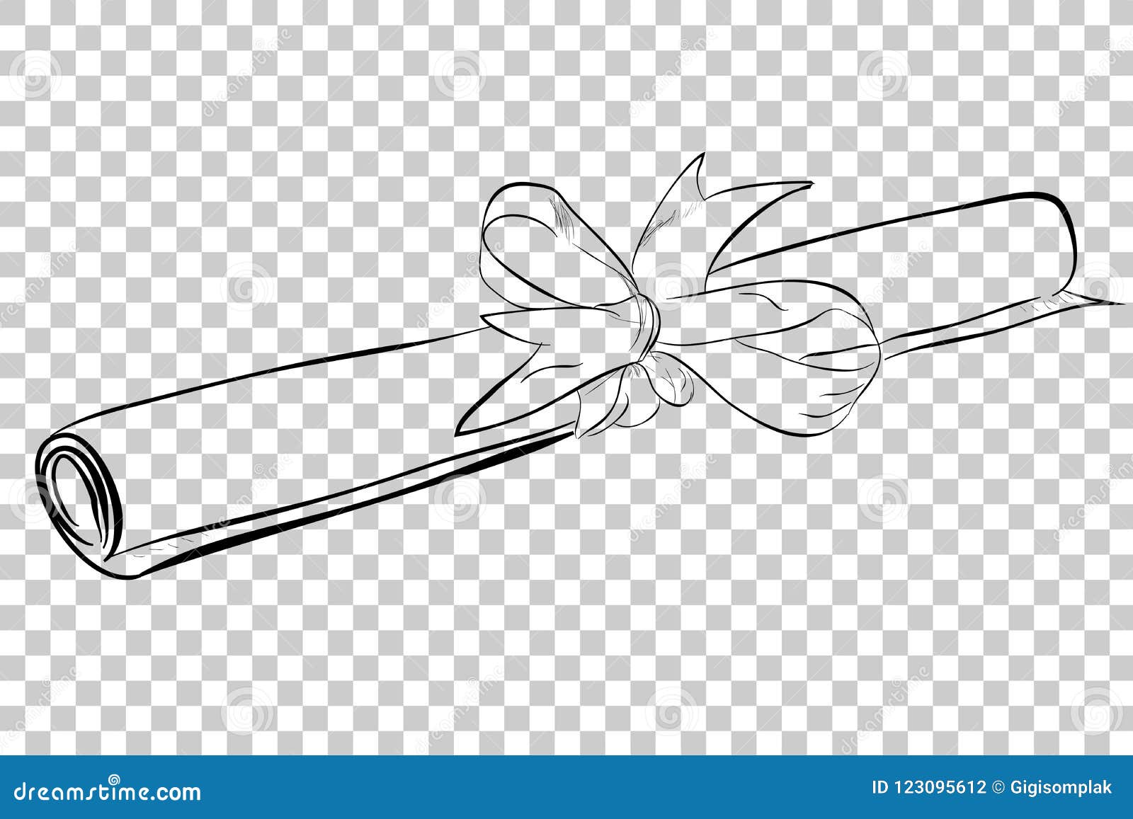 Simple Hand Draw Sketch of Certificate and Ribbon, at Transparent ...