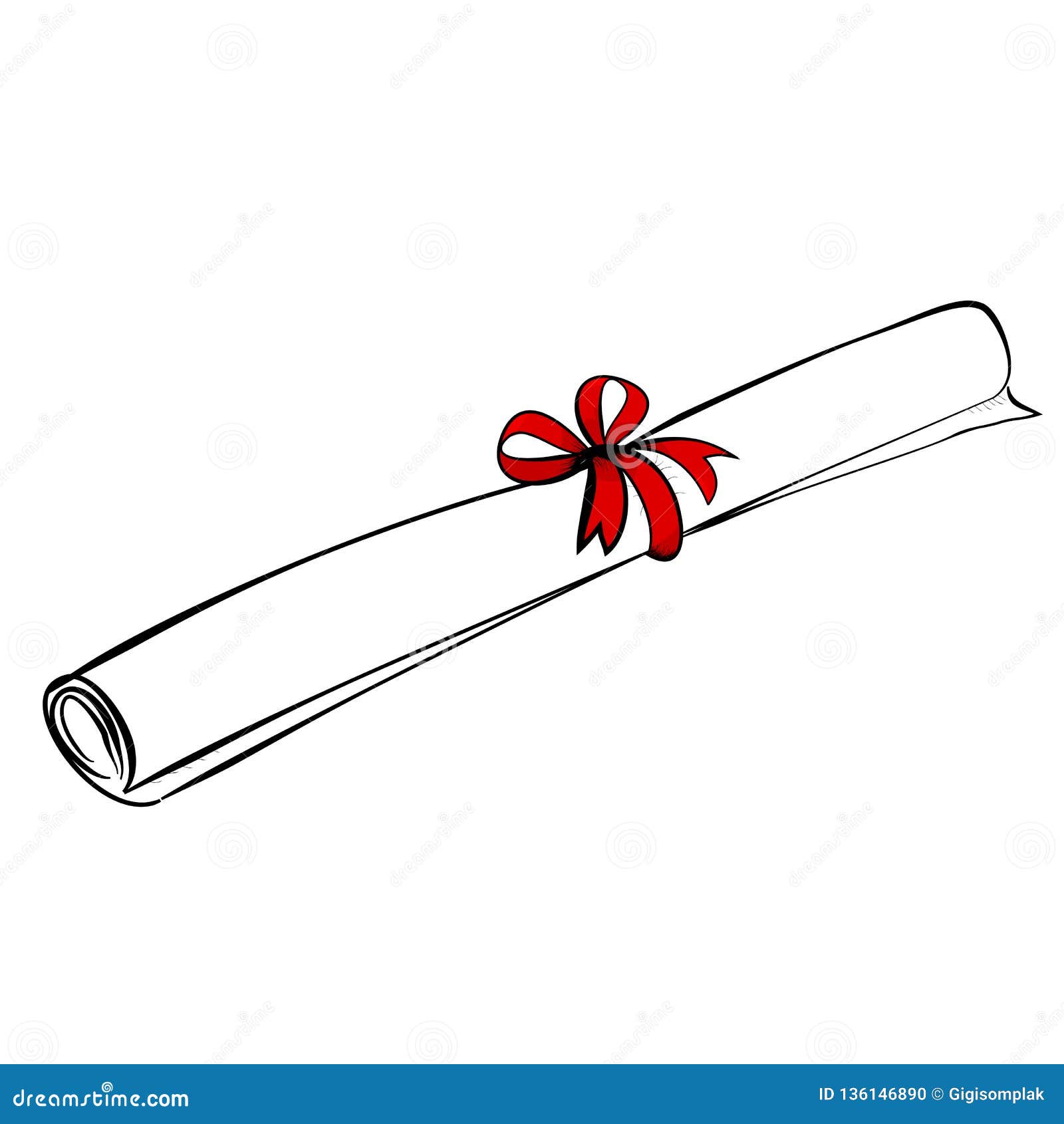 Simple Hand Draw Sketch of Certificate and Ribbon Stock Vector ...