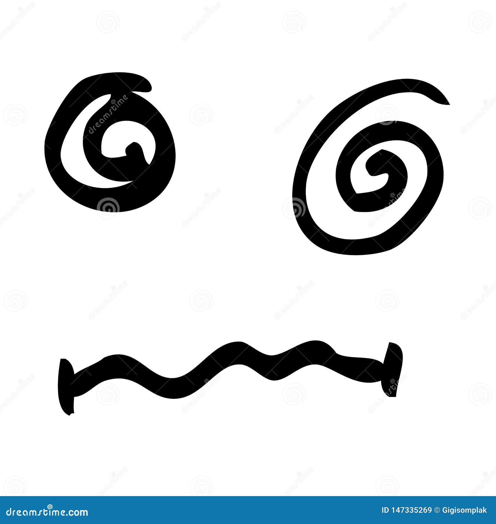 Simple Hand Draw Sketch Confused Face or Anxious, Isolated on White ...