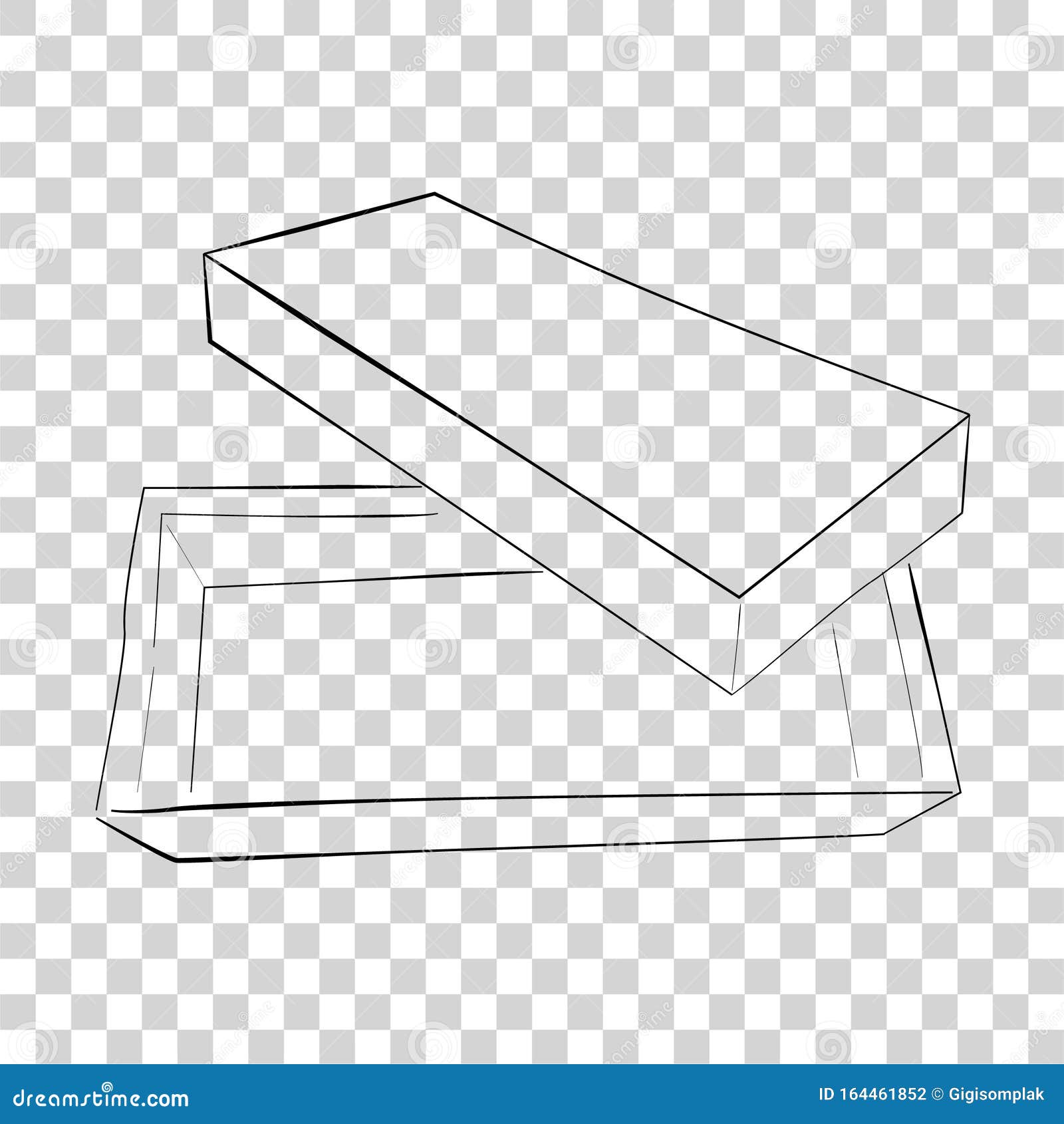 Simple Hand Draw Sketch Template or Mockup Vector Black Shoe Box, at ...