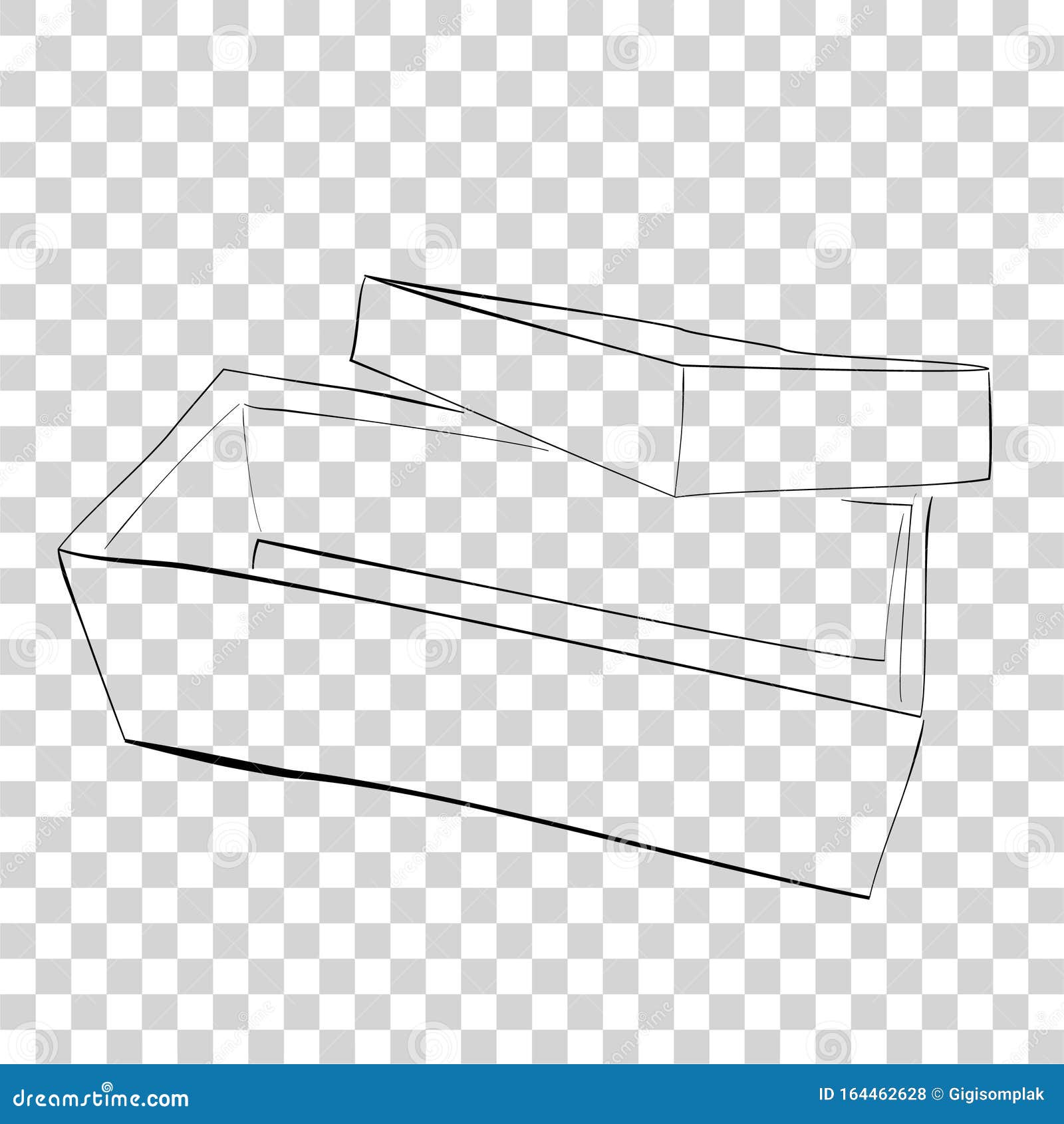 Simple Hand Draw Sketch Template or Mockup Vector Black Shoe Box, at ...