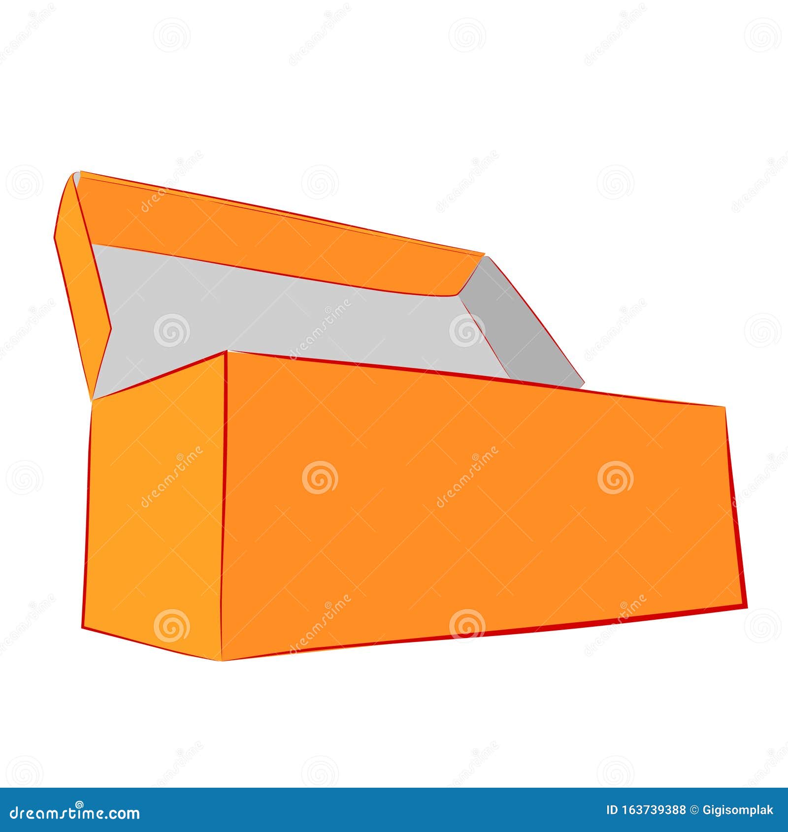 Simple Hand Draw Sketch Vector Mockup Orange Shoe Box, Isolated on ...