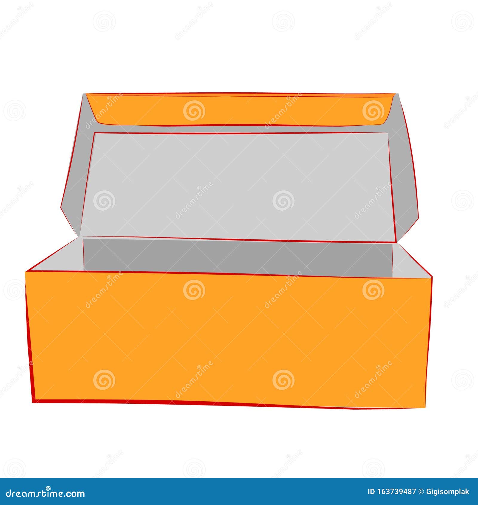 Simple Hand Draw Sketch Vector Mock Up Orange Shoe Box, Isolated on ...