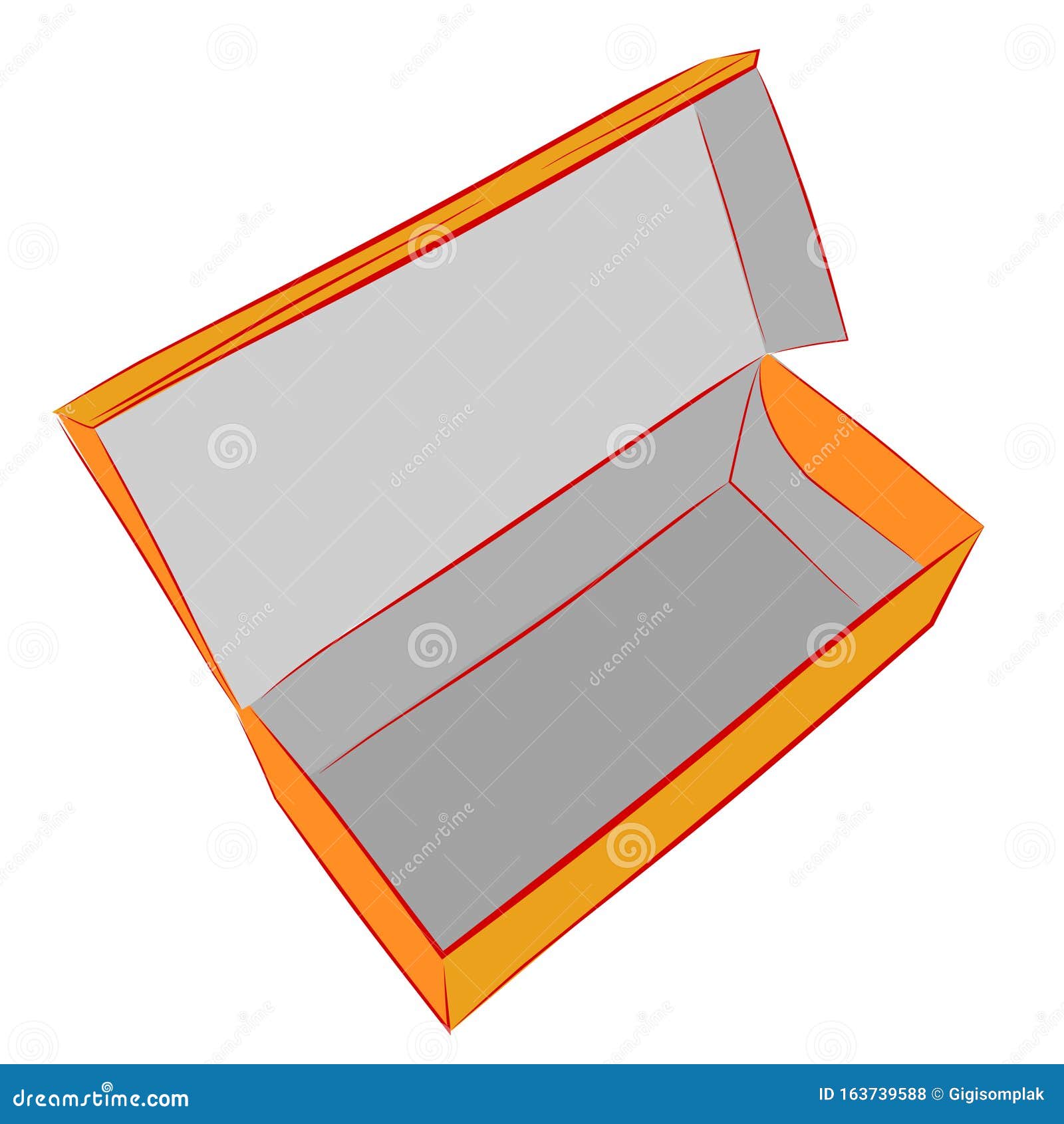 Simple Hand Draw Sketch Vector Mock Up Orange Shoe Box, Isolated on ...