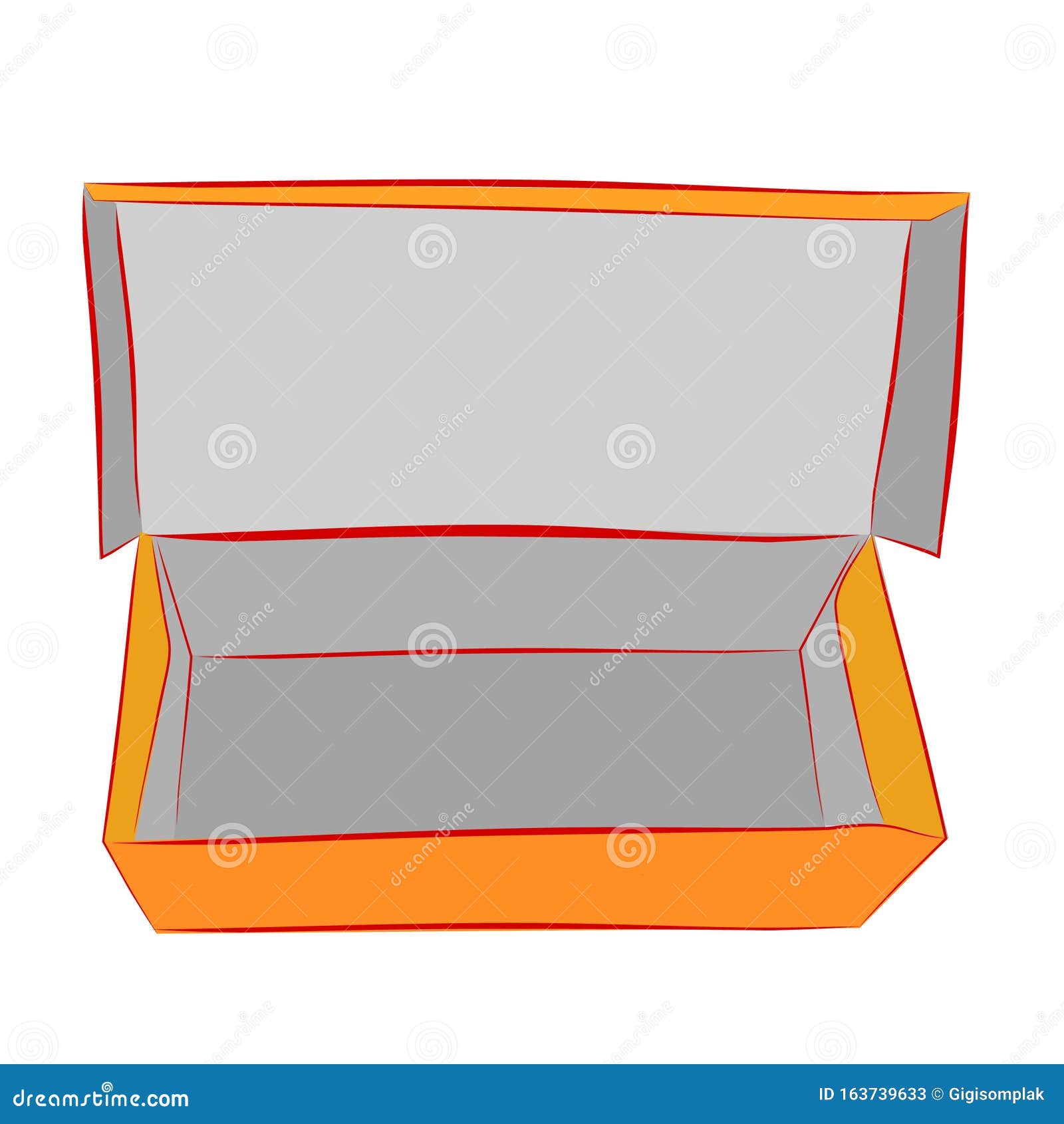 Simple Hand Draw Sketch Vector Mock Up Orange Shoe Box, Isolated on ...