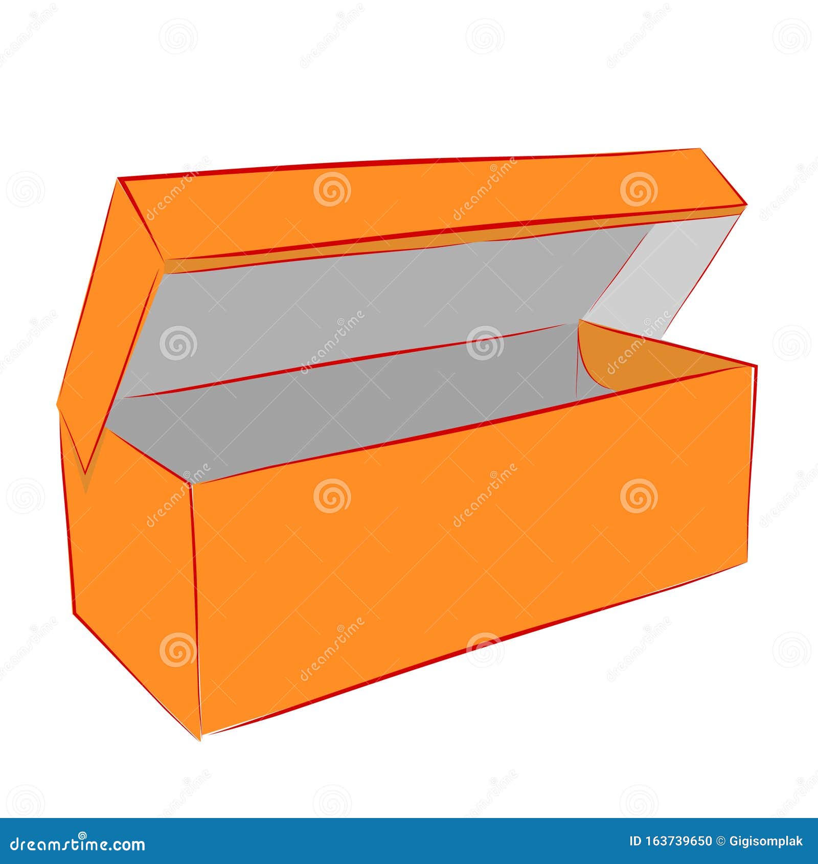 Simple Hand Draw Sketch Vector Mock Up Orange Shoe Box, Isolated on ...