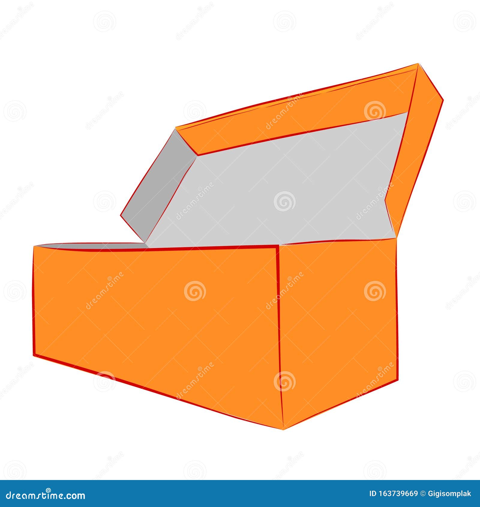 Simple Hand Draw Sketch Vector Mock Up Orange Shoe Box, Isolated on ...