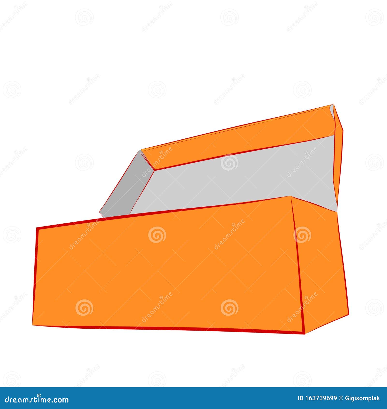 Simple Hand Draw Sketch Vector Mock Up Orange Shoe Box, Isolated on ...