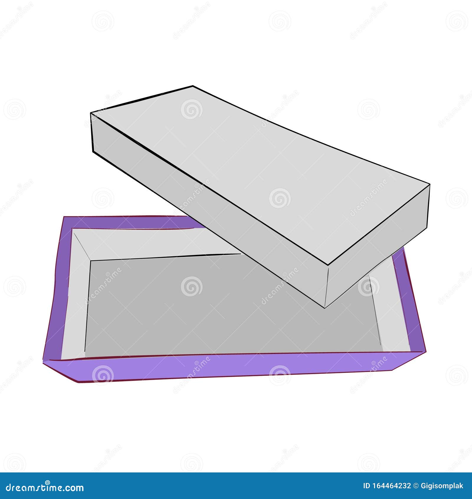 Simple Hand Draw Sketch Vector Template or Mockup Purple Shoe Box ...