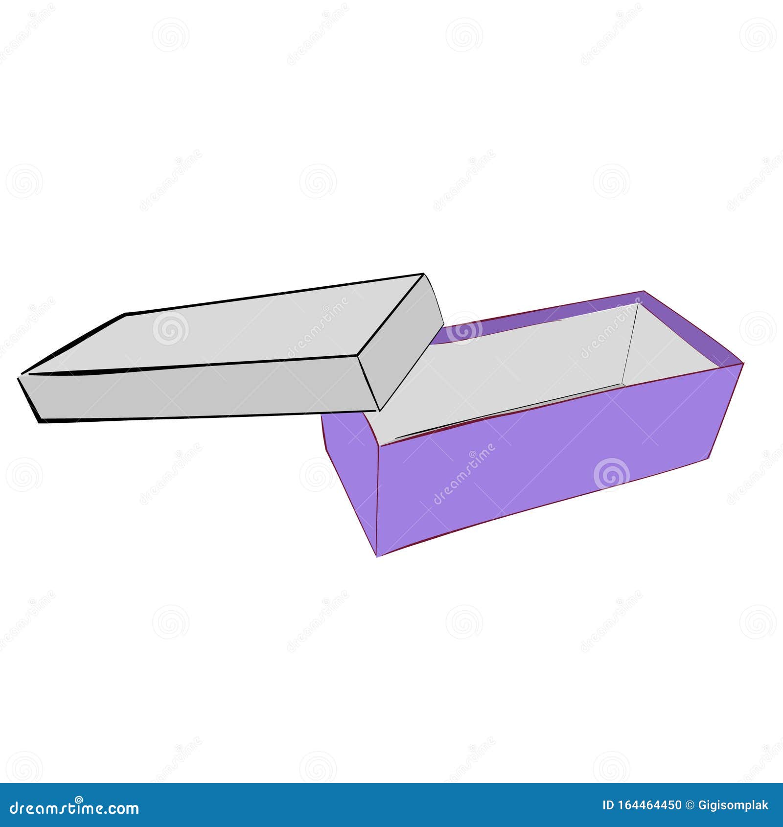 Simple Hand Draw Sketch Vector Template or Mockup Purple Shoe Box ...
