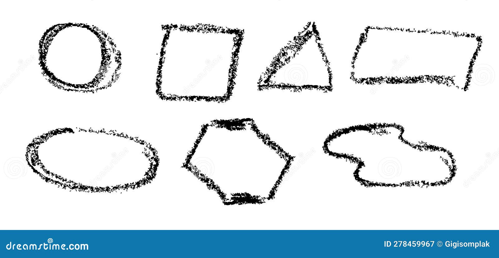 Simple Hand Draw Vector Crayon Sketch Frame Basic Shape Stock Vector ...