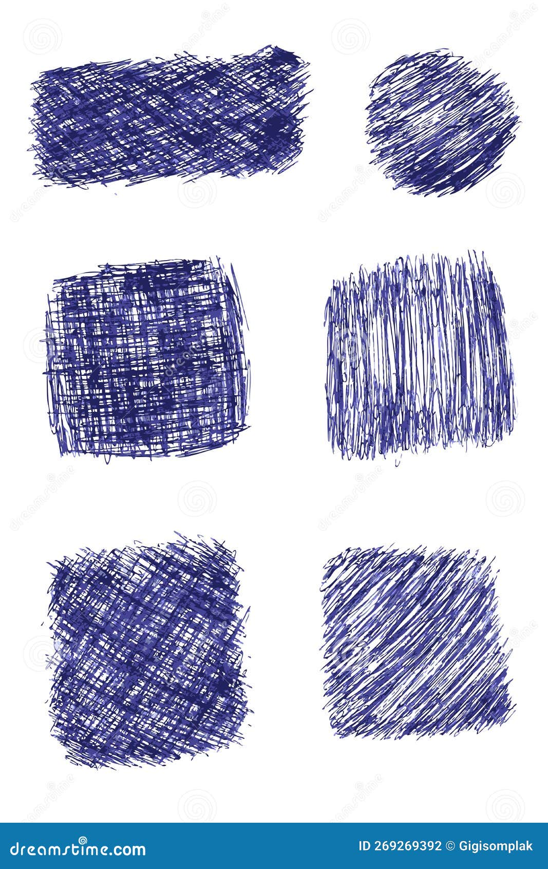 Simple Hand Draw Vector Sketch Frame Blue Pen Scribble Rectangle Circle ...