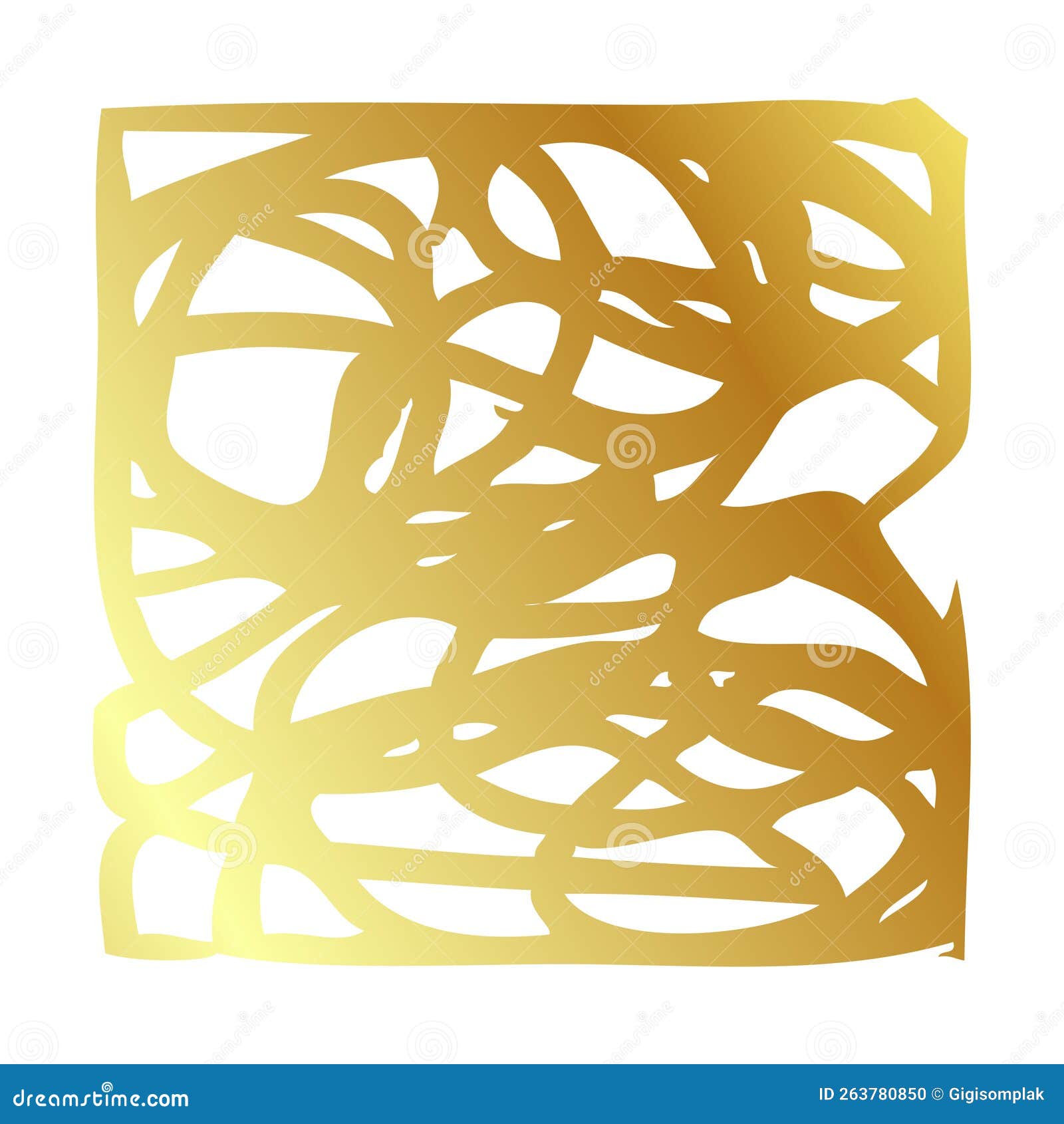 Simple Hand Draw Vector Sketch Gold or Golden Square Frame Scribble ...