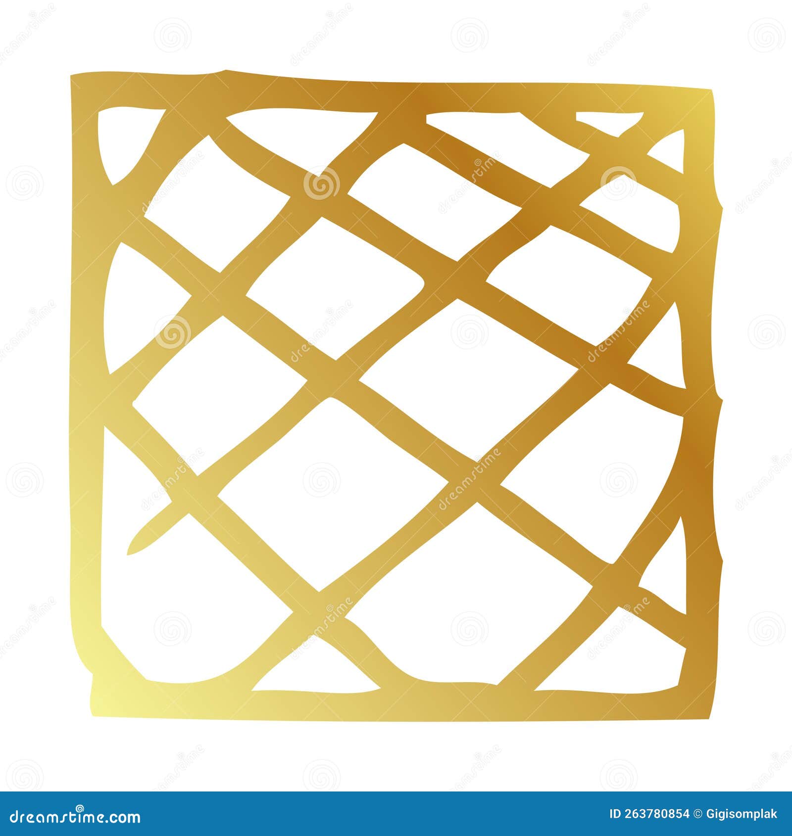 Simple Hand Draw Vector Sketch Gold or Golden Square Frame Scribble ...