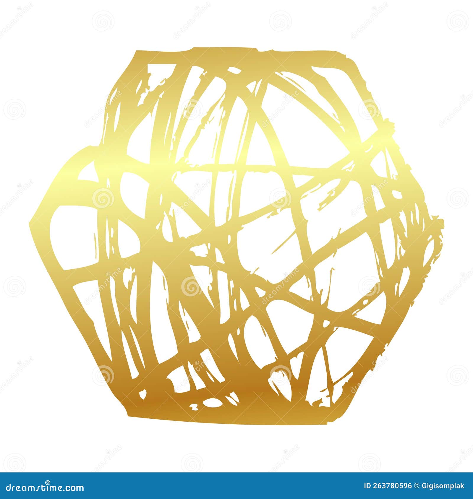 Simple Hand Draw Vector Sketch Golden or Gold Hexagon Frame Scribble ...